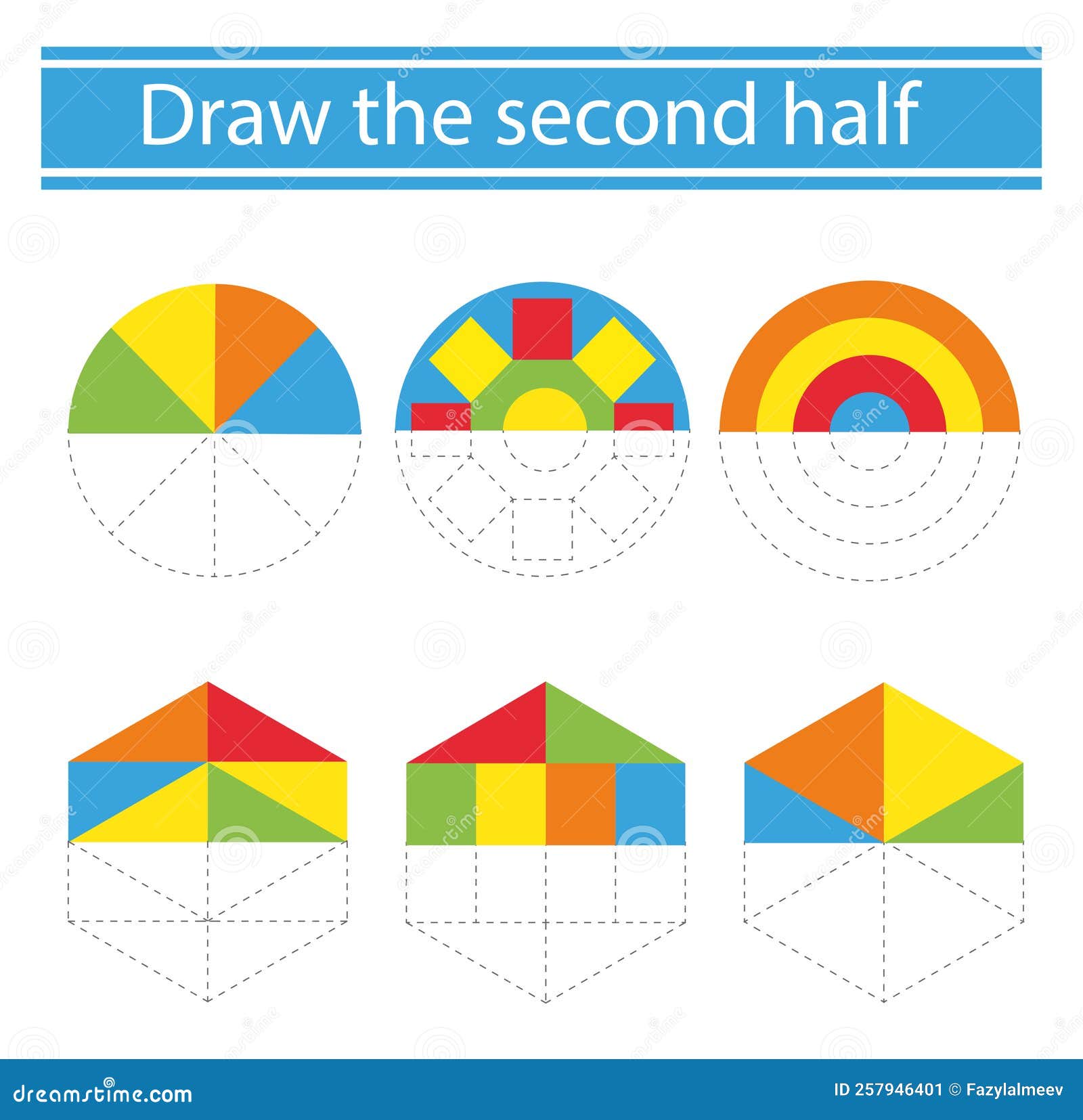 Draw The Second Half. Preschool Worksheet For Practicing Fine Motor ...