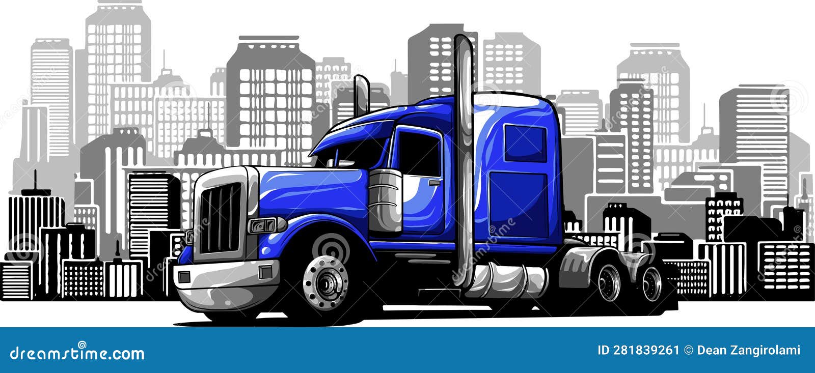 Draw Semi Truck Vehicle Vector Illustration Design Stock Vector ...