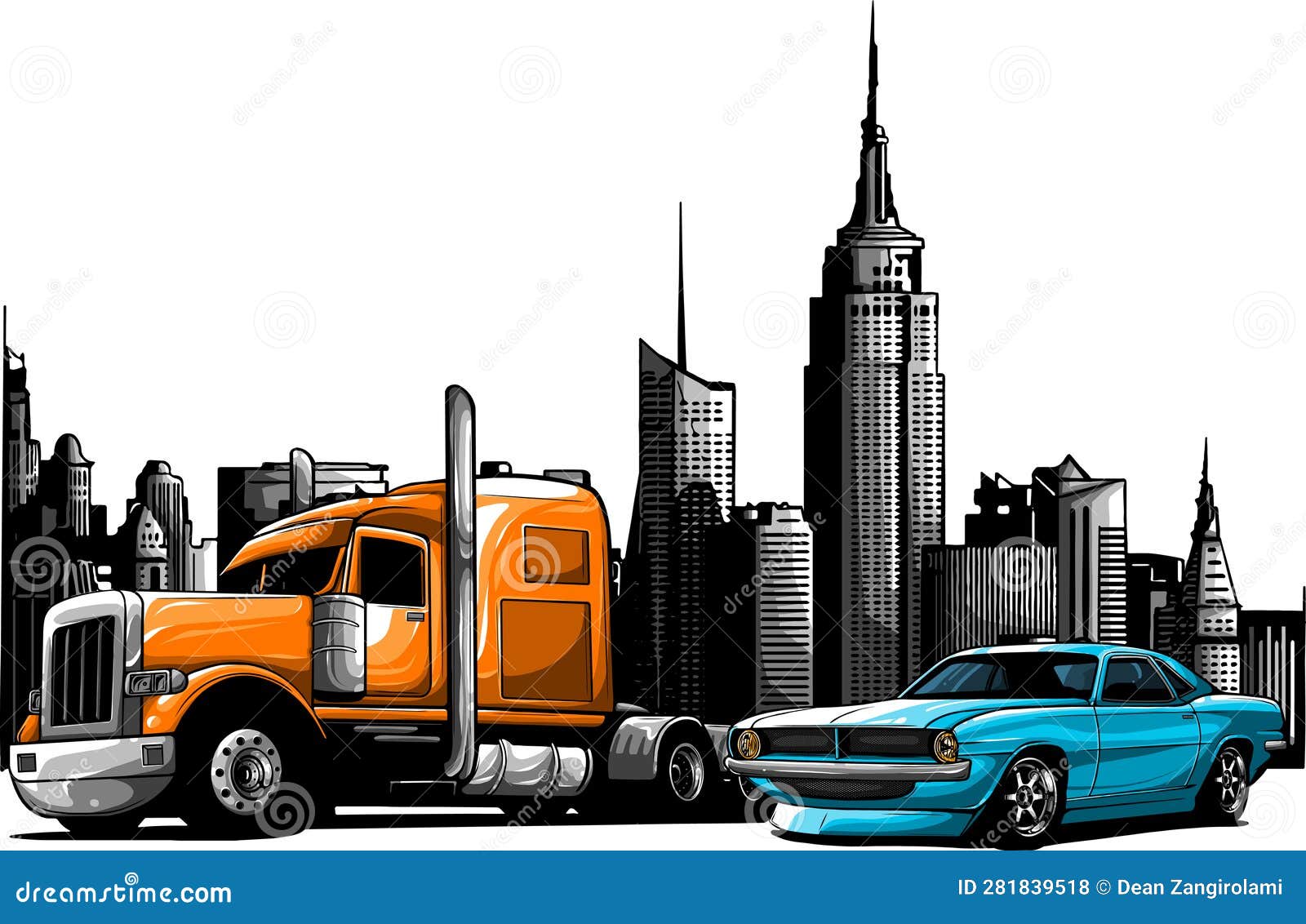 Draw Semi Truck Vehicle Vector Illustration Design Stock Vector ...