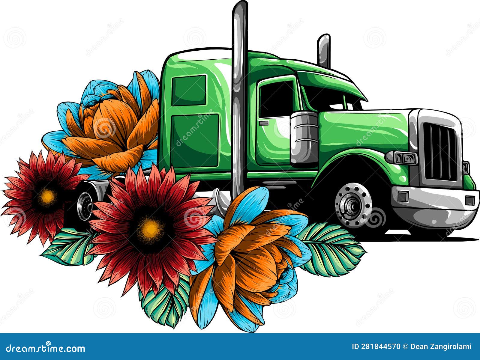 Draw Semi Truck Vehicle Vector Illustration Design Stock Vector ...