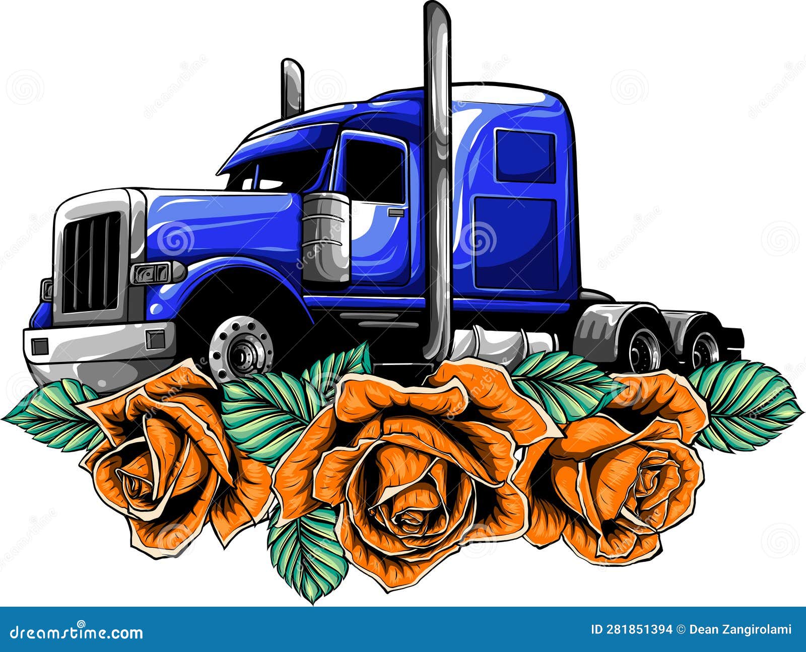 Draw Semi Truck Vehicle Vector Illustration Design Stock Vector ...