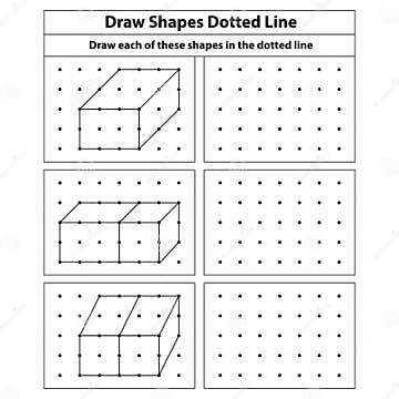 Draw Shapes Dotted Line Exercise. Dots Grid Background. Square Graph ...