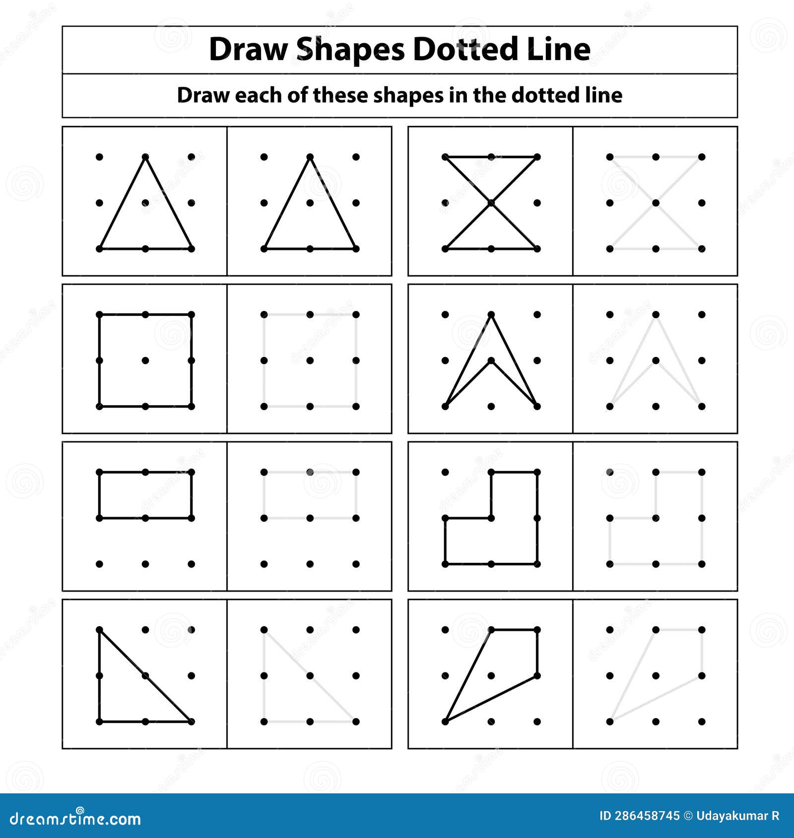 Draw The Shapes, Education Game For Children. Draw The Letters Of The ...