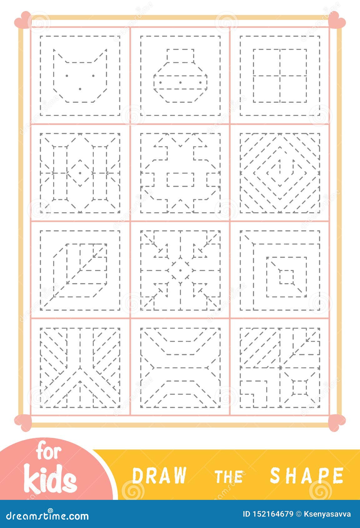 Draw the Shapes, Education Game for Children. Replicate the Image by ...