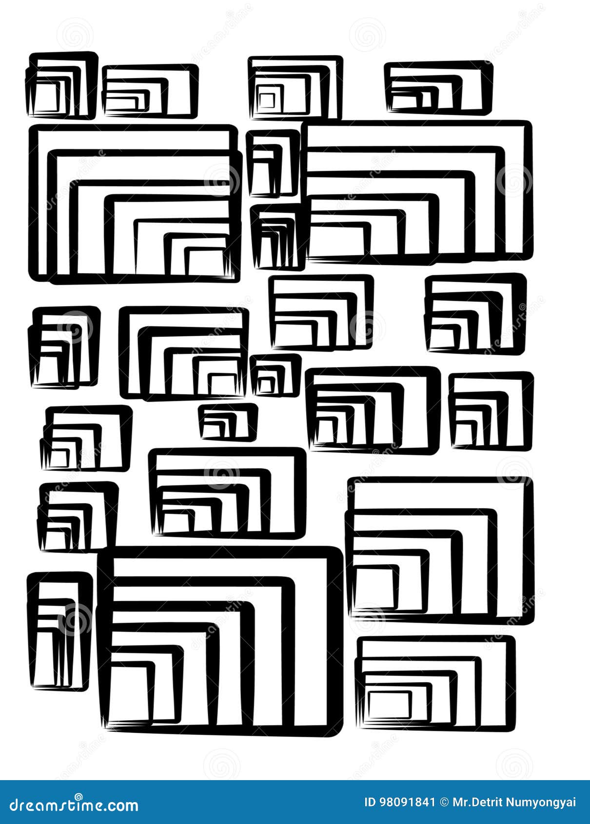 Draw Squares Stacked Several Layers. Stock Illustration - Illustration ...