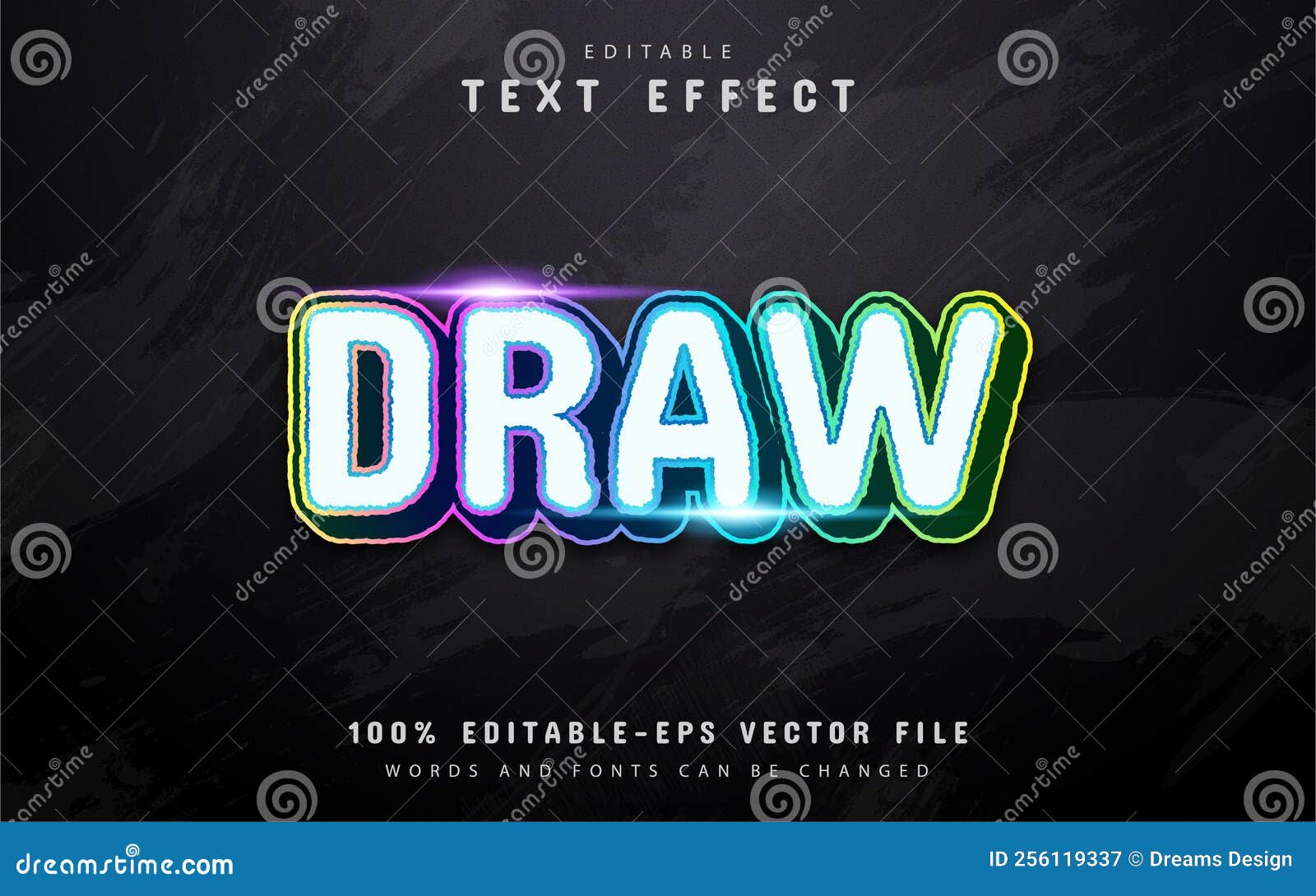 Draw Text, Colorful Neon Text Effect Stock Vector - Illustration of ...