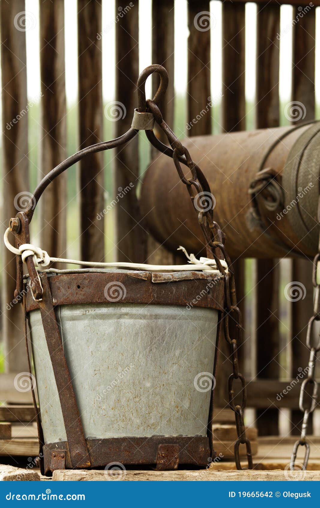Draw-well Tool Bucket Chain Stock Photo - Image of wooden, fence: 19665642