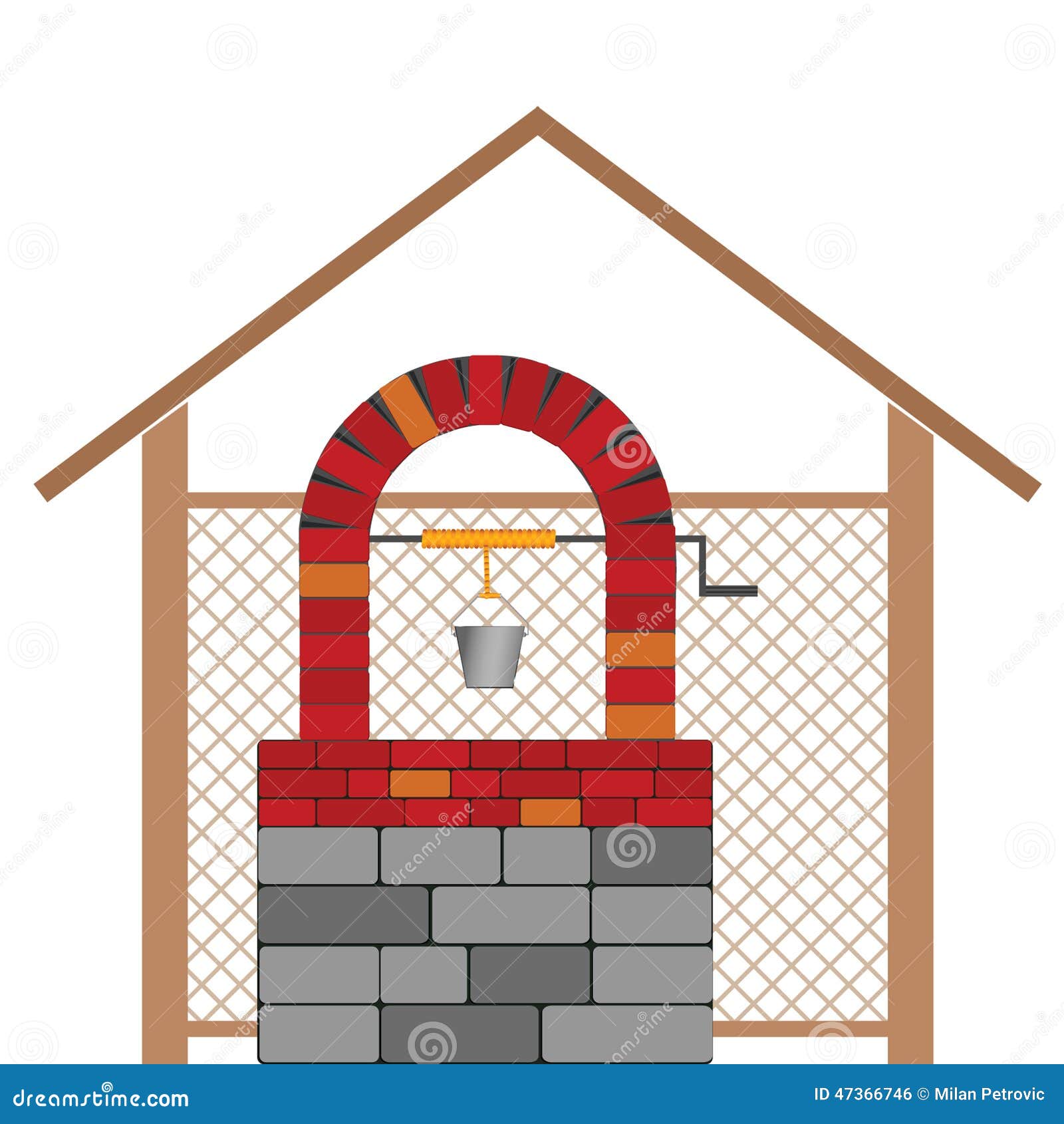 Draw Well Vector Illustration With Brick | CartoonDealer.com #47366746