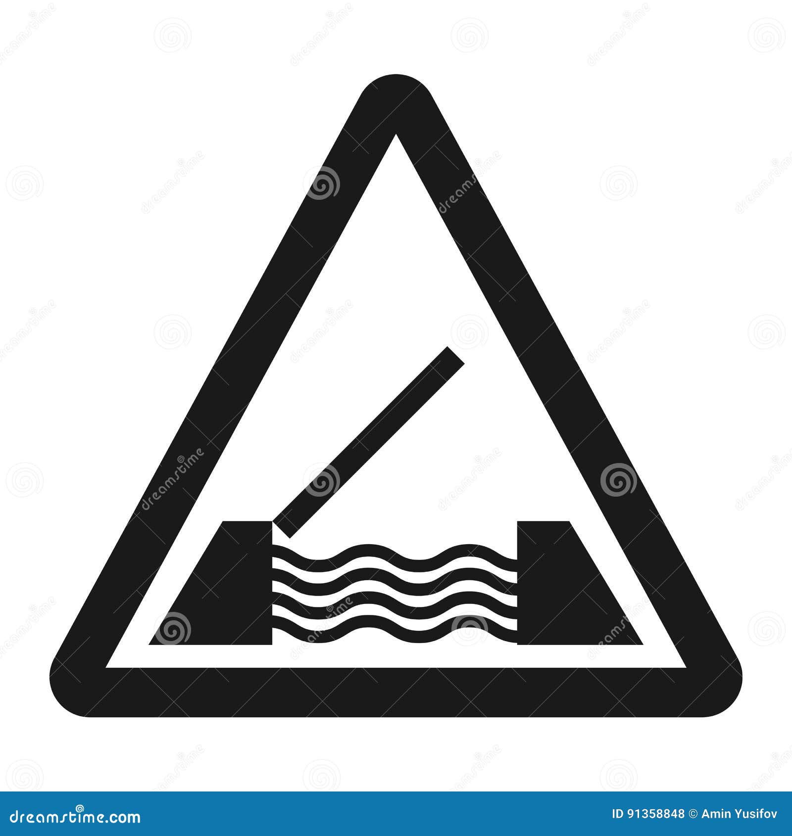 Drawbridge Ahead Sign Line Icon Stock Vector - Illustration of safety ...