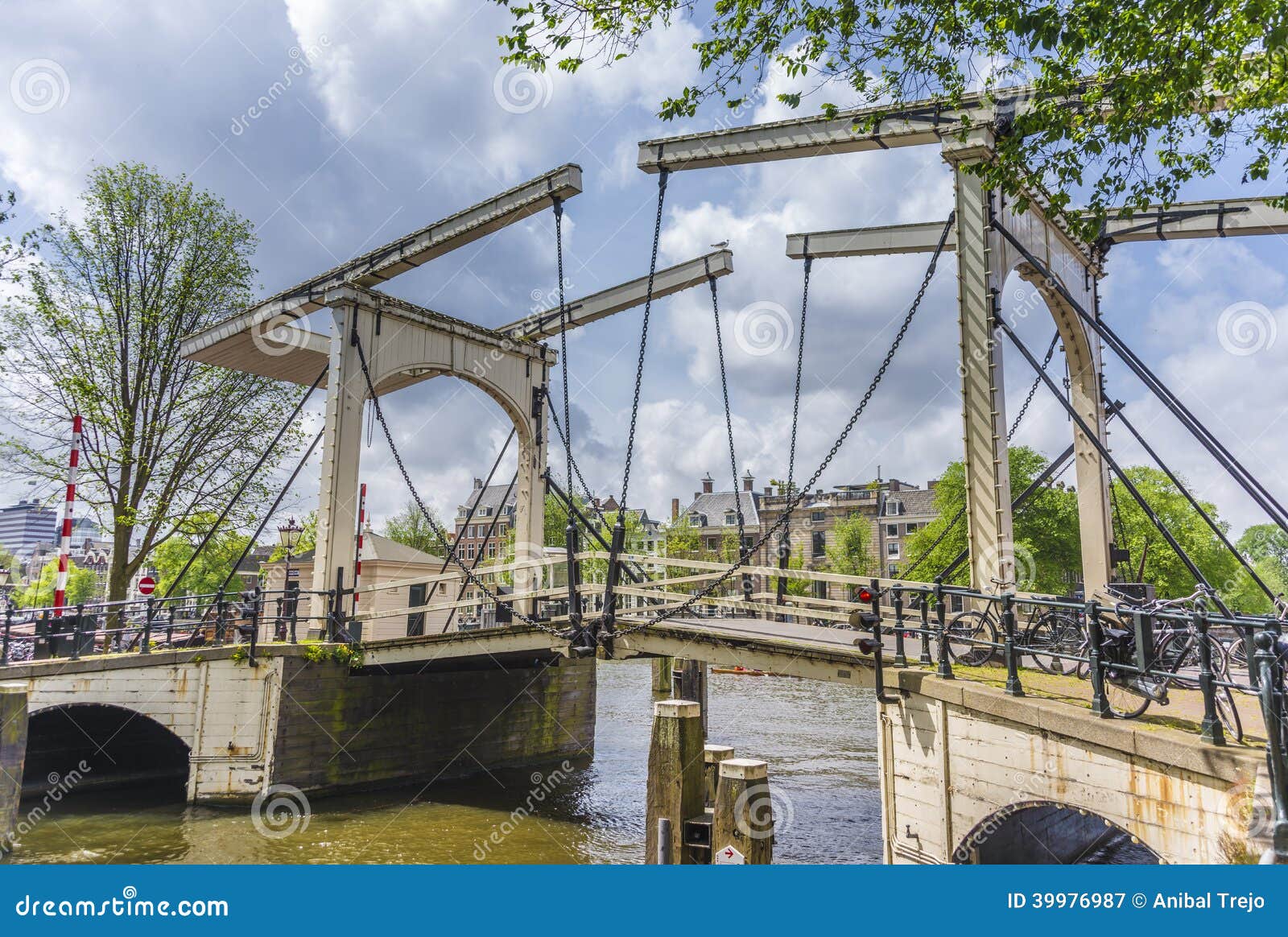 Drawbridge in Amsterdam, Netherands. Stock Image - Image of bycicle ...
