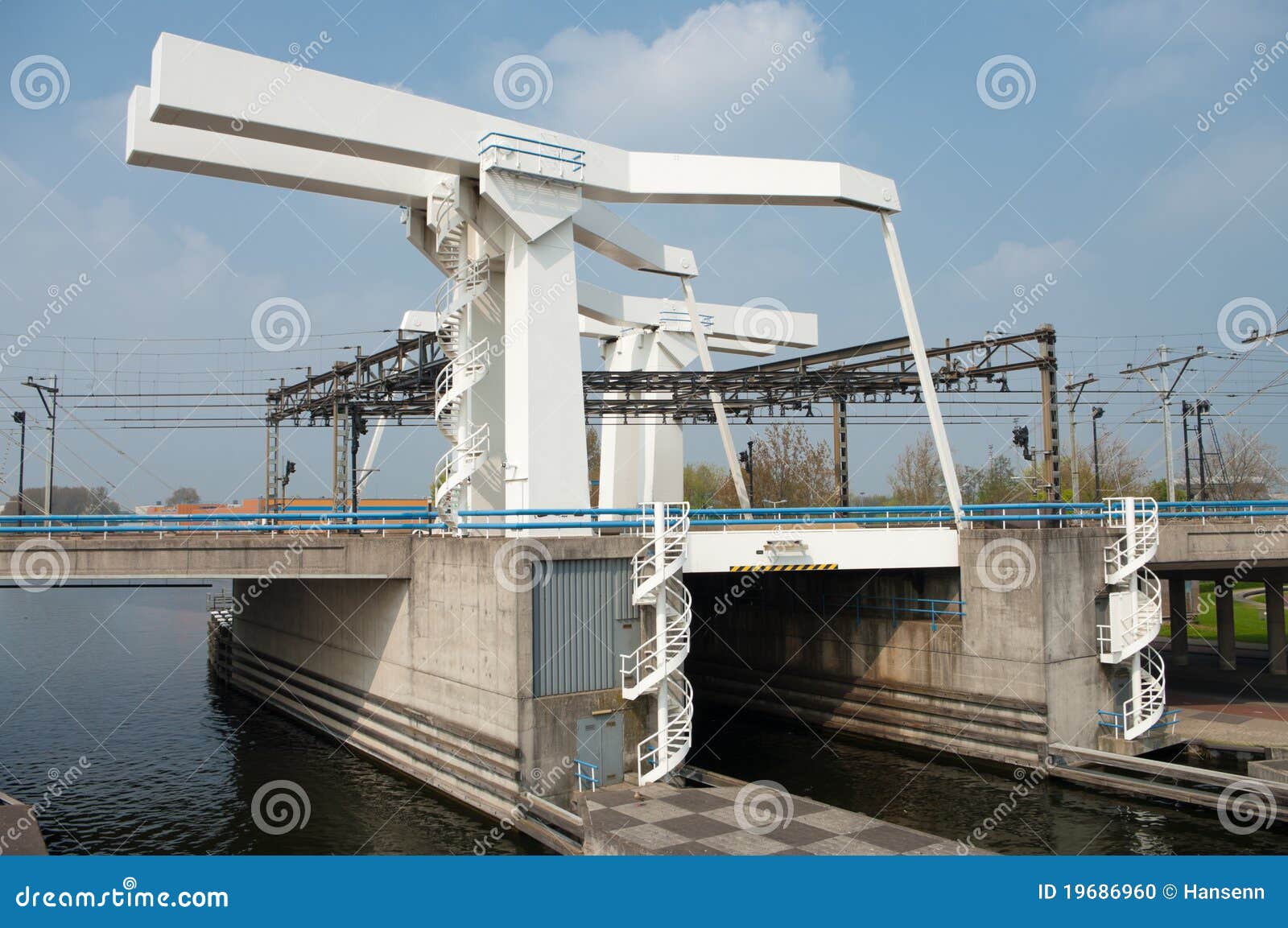 Drawbridge over a canal stock photo. Image of winding - 19686960