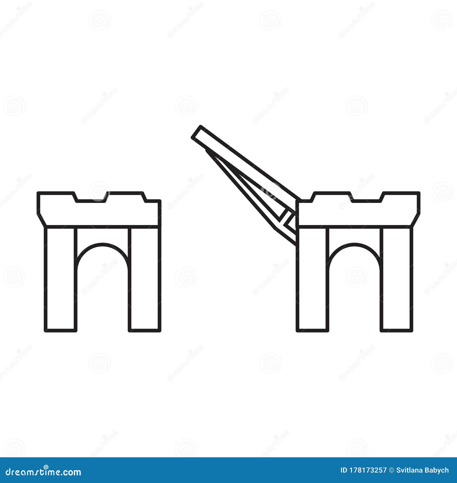 Drawbridge Vector Icon.Outline Vector Icon Isolated on White Background ...