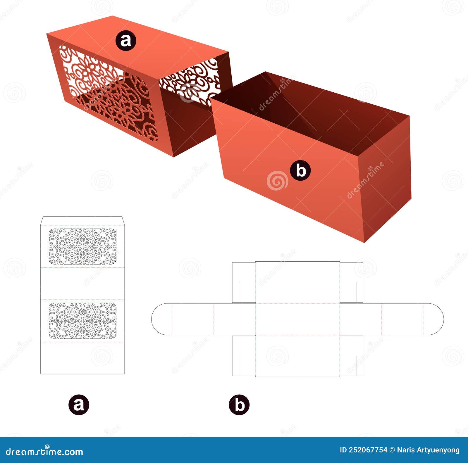 Drawer Box Die Cut Template Cartoon Vector | CartoonDealer.com #176429353