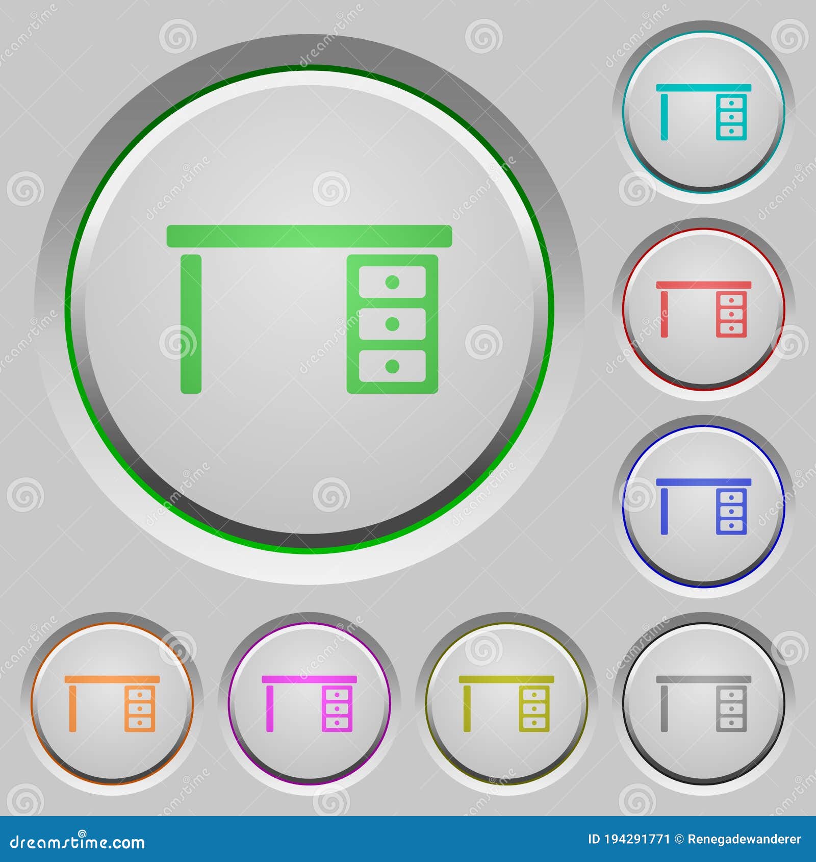 Drawer desk push buttons stock vector. Illustration of comfortable ...