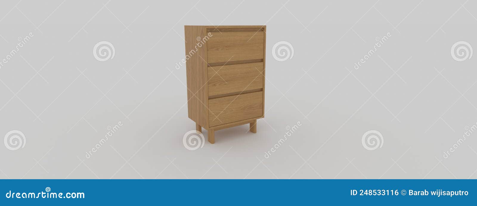 3 Drawer Dresser Rendering Using Teak Wood Texture Stock Photo ...