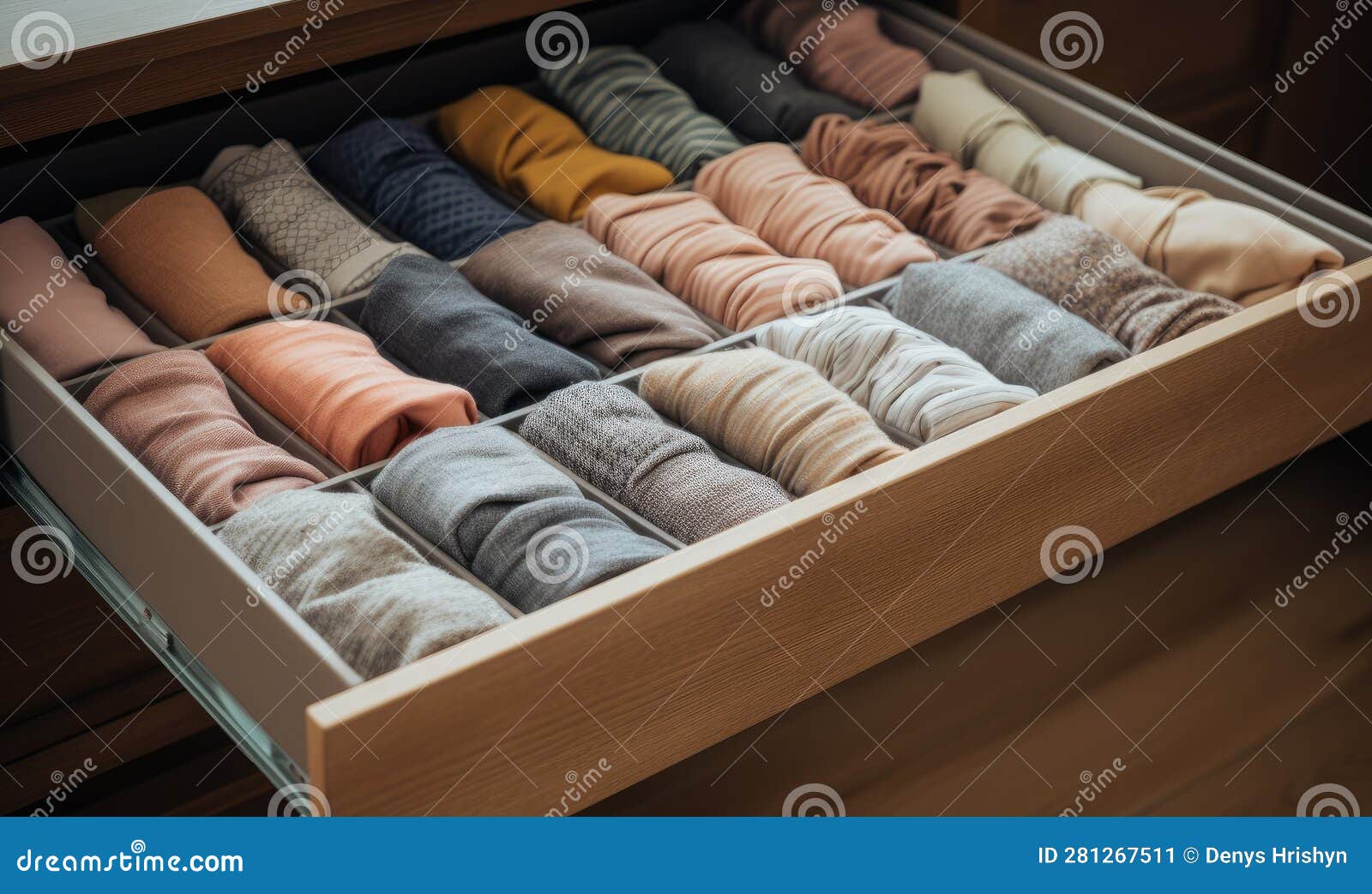 Drawer Full of Neatly Folded Socks in Perfect Order Creating Using ...
