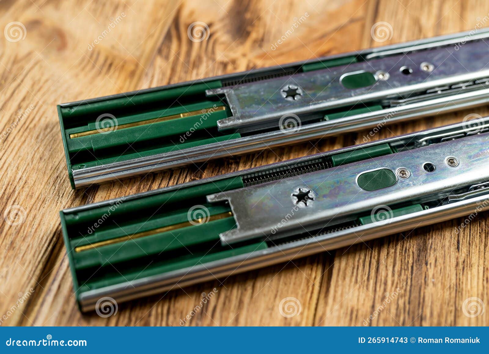 Drawer Guides with a Steel Telescopic Rod are Placed on the Table ... Drawer Guides with a Steel Telescopic Rod are Placed on the Table ...