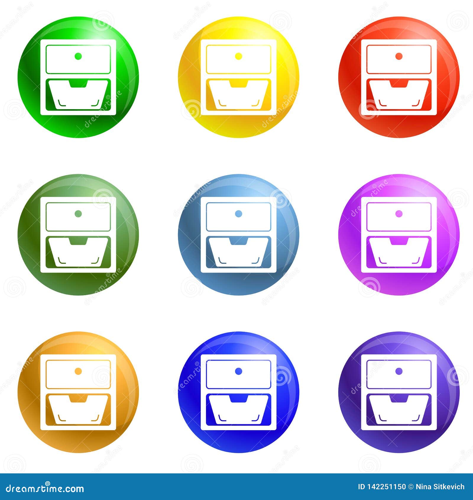 Drawer icons set vector stock vector. Illustration of collection ...