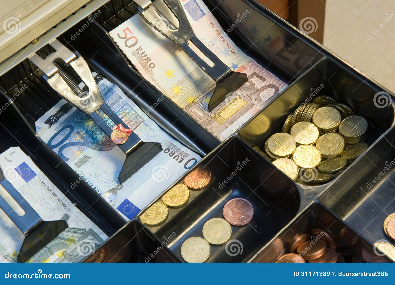 Drawer with money stock image. Image of register, nickel - 31171389