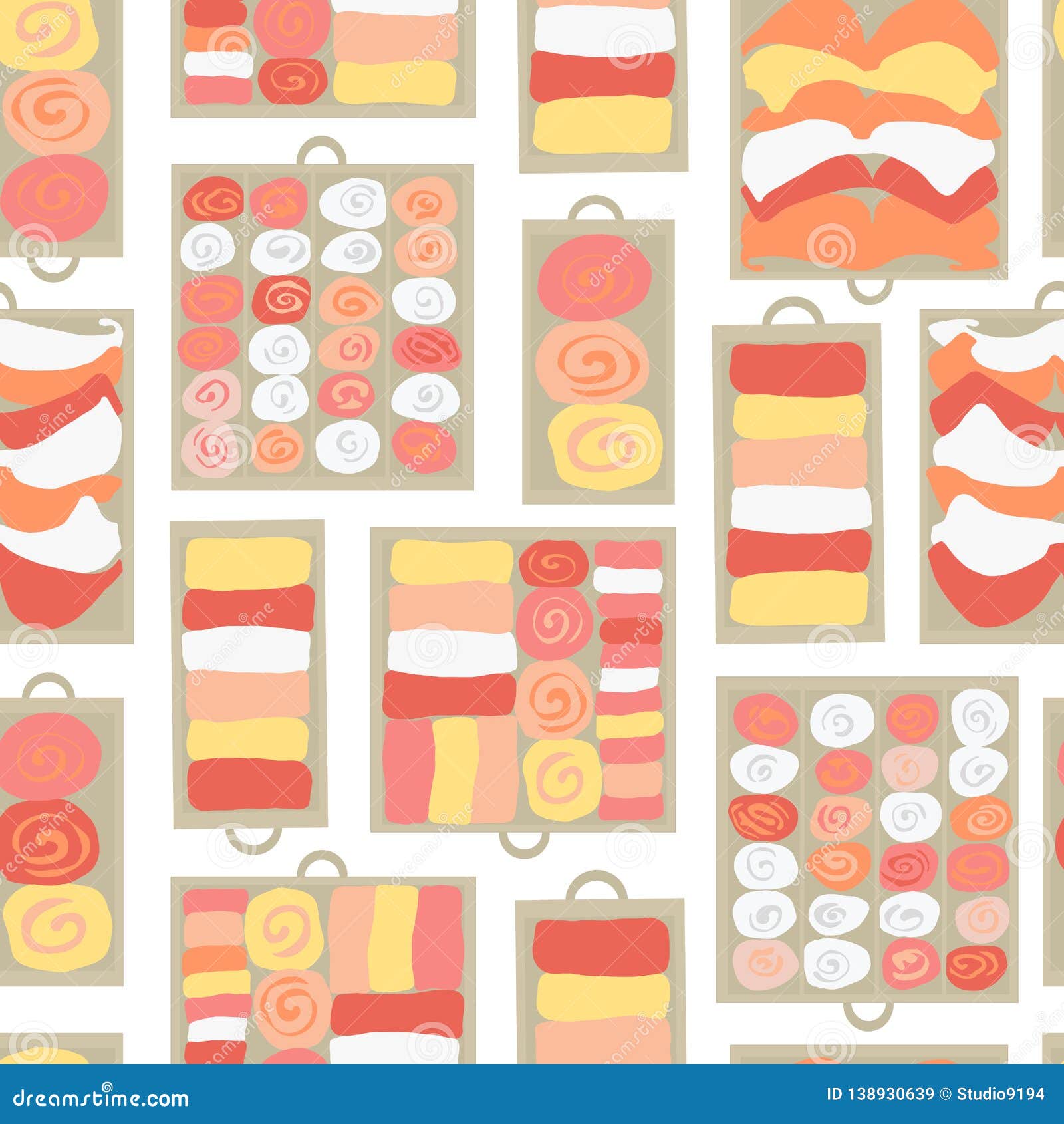 Drawer Organization Seamless Vector Background. Closet Organization ...