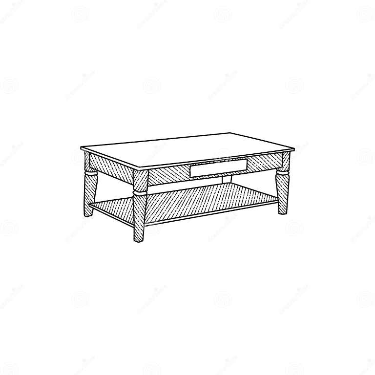 Drawer Table Line Art Style Vector Illustration Design, Element Graphic ...