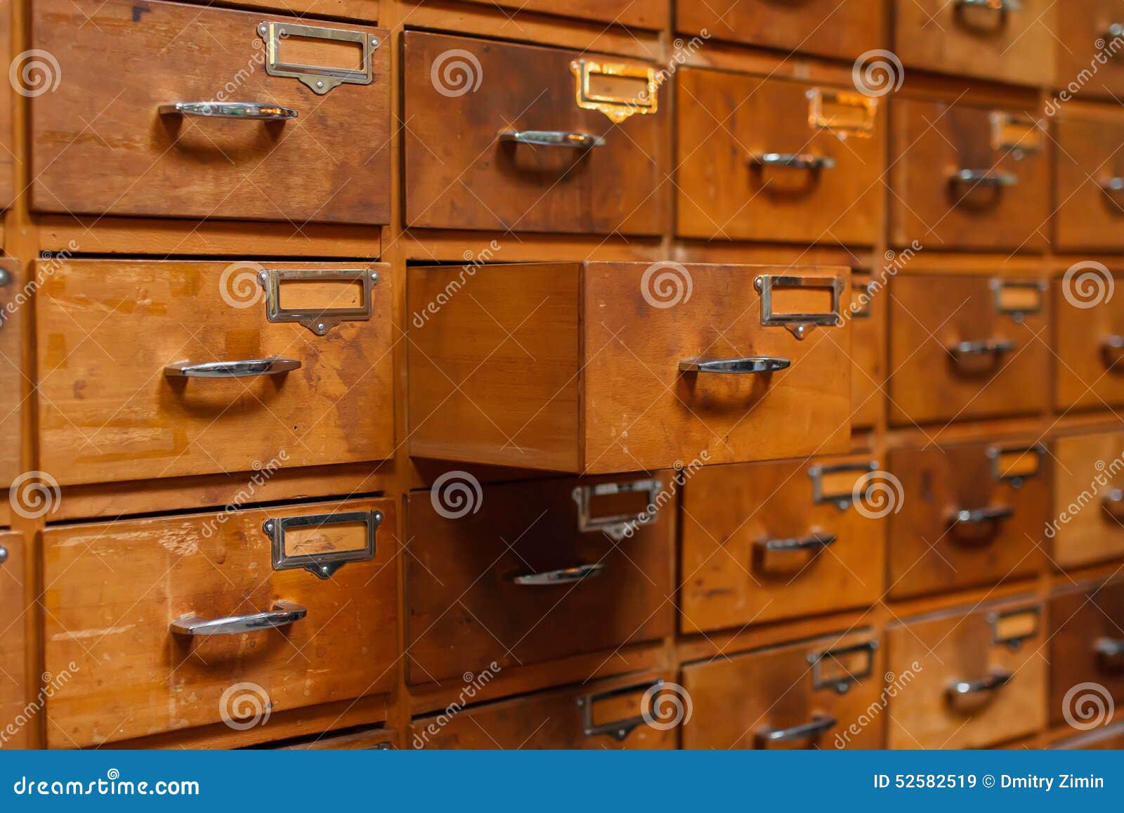 Drawers with blank tags stock image. Image of information - 52582519