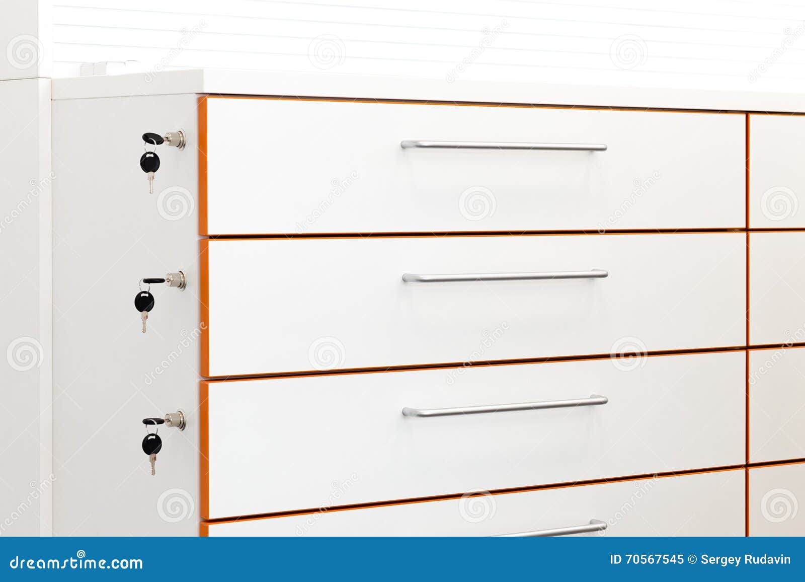 Drawers with a lock stock image. Image of business, interior - 70567545