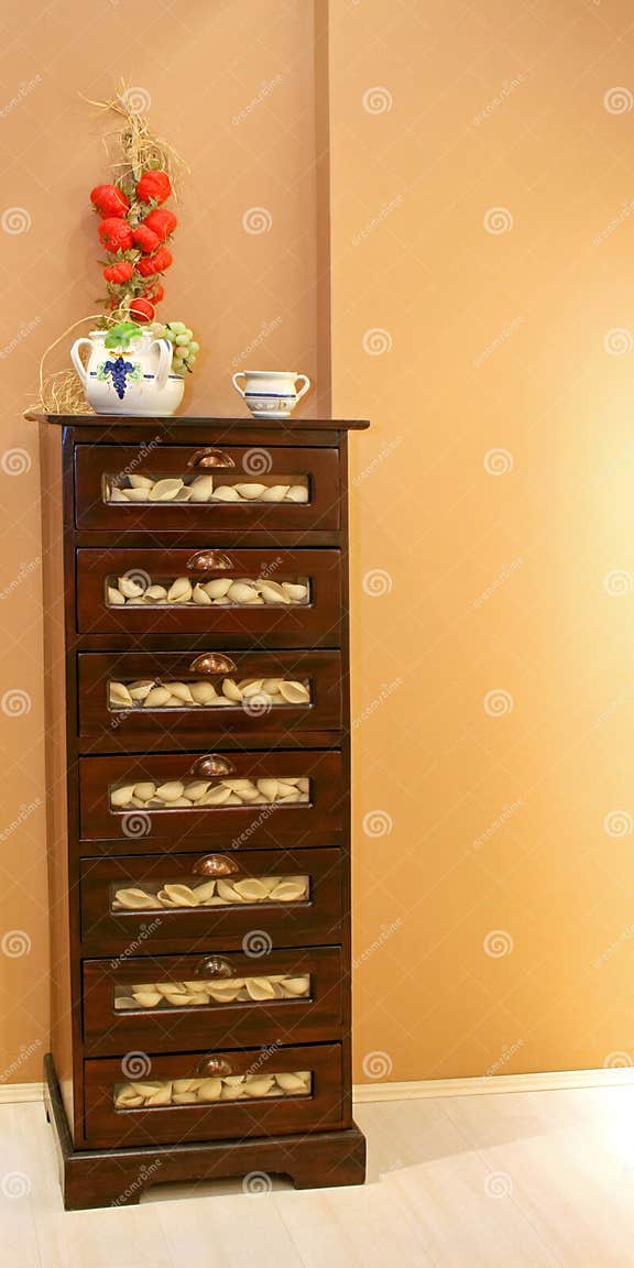 Drawers with pasta stock photo. Image of cabinet, chest - 5357378