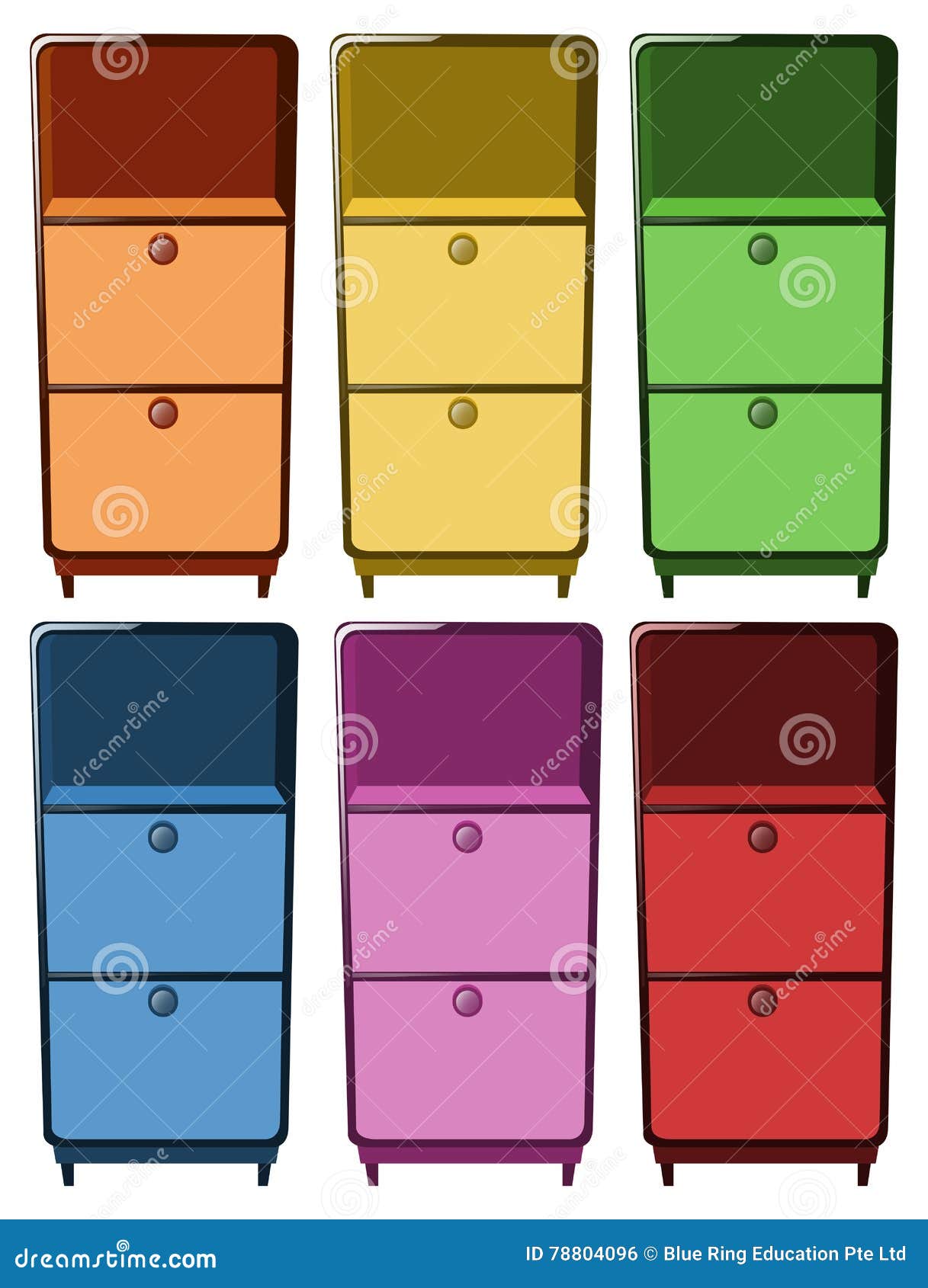 Drawers in Six Different Colors Stock Vector - Illustration of ...