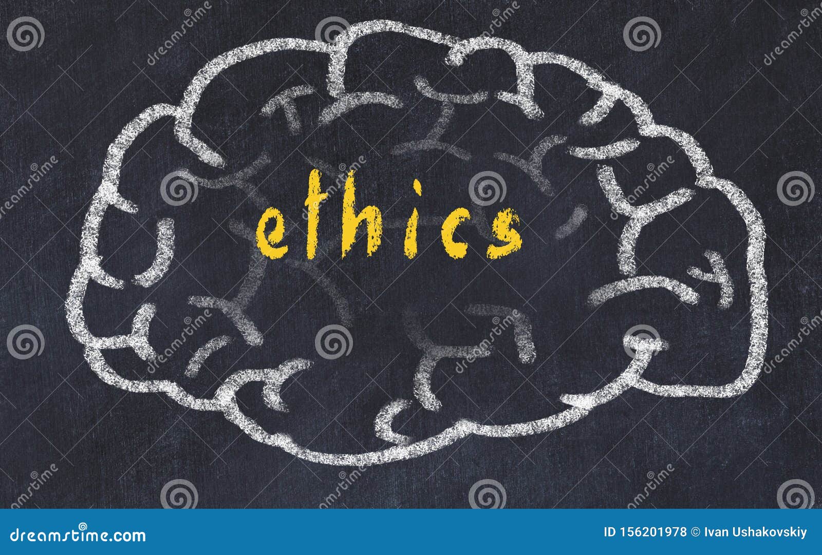 Drawind of Human Brain on Chalkboard with Inscription Ethics Stock ...