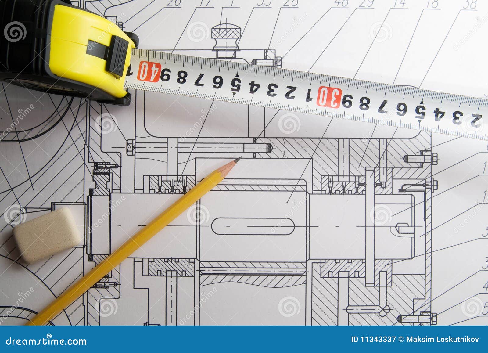 Drawing stock image. Image of measuring, designer, mechanical - 11343337