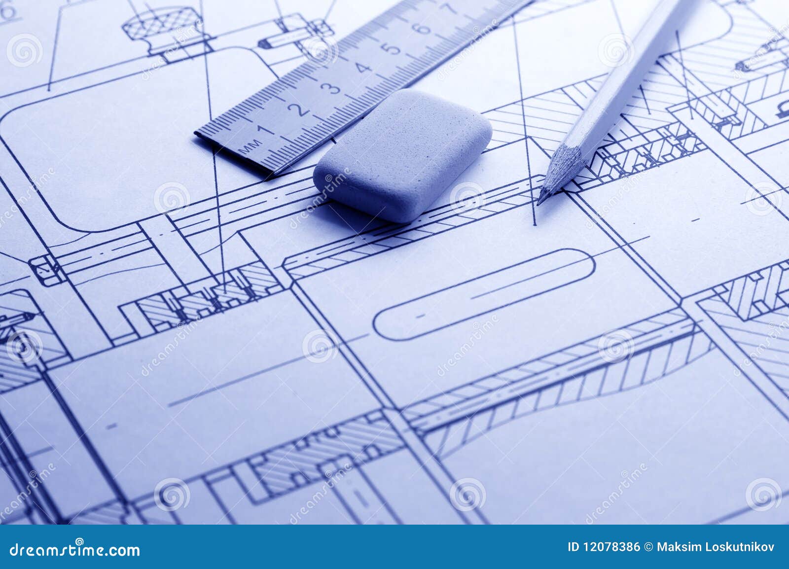 Drawing stock photo. Image of engineer, architect, measure - 12078386