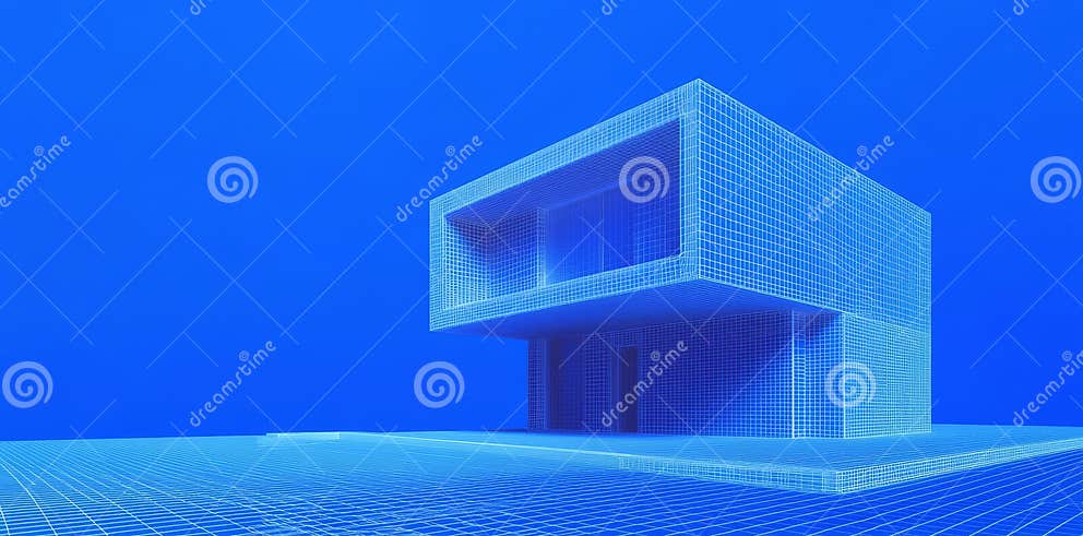 Drawing of Abstract Architectural Structure Blueprint of Contemporary ...