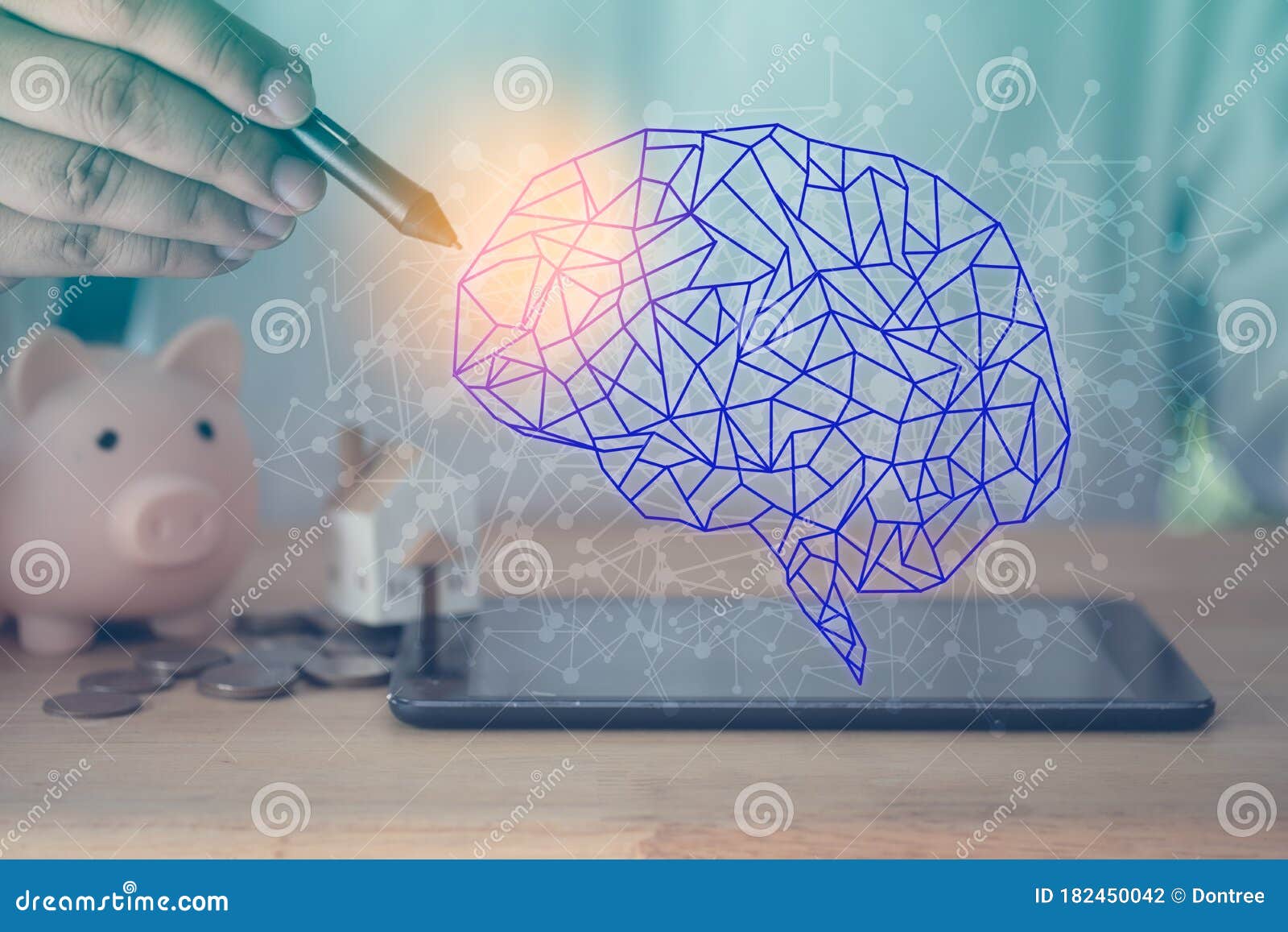 Drawing of Abstract Brain for Plan Finance. Strategy Plan Idea Stock ...