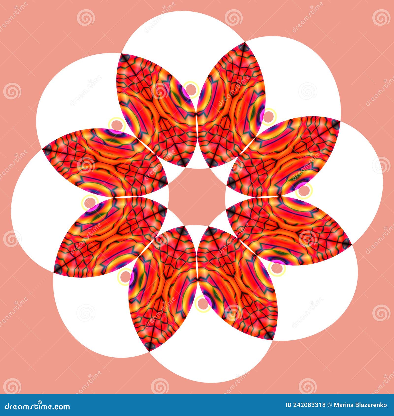 Drawing of an Abstract Flower in the Style of Hippies for the Design ...