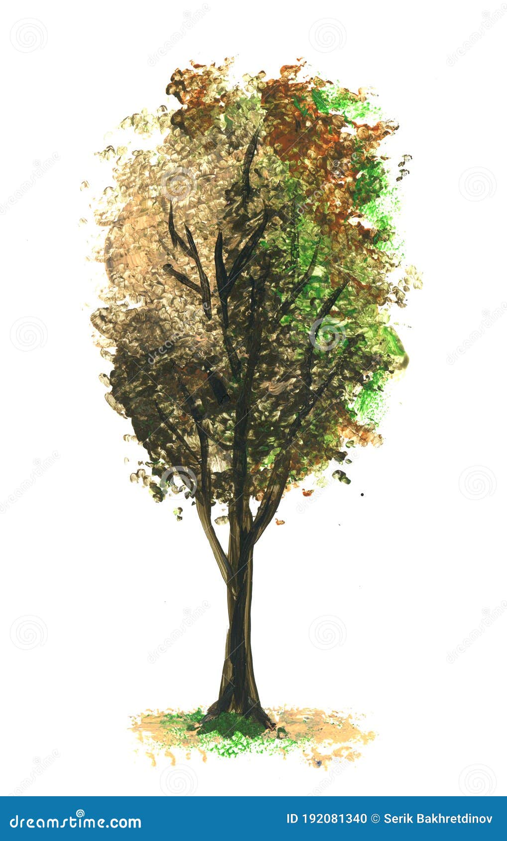 Drawing of an Abstract Flowering Tree Stock Photo - Image of design ...