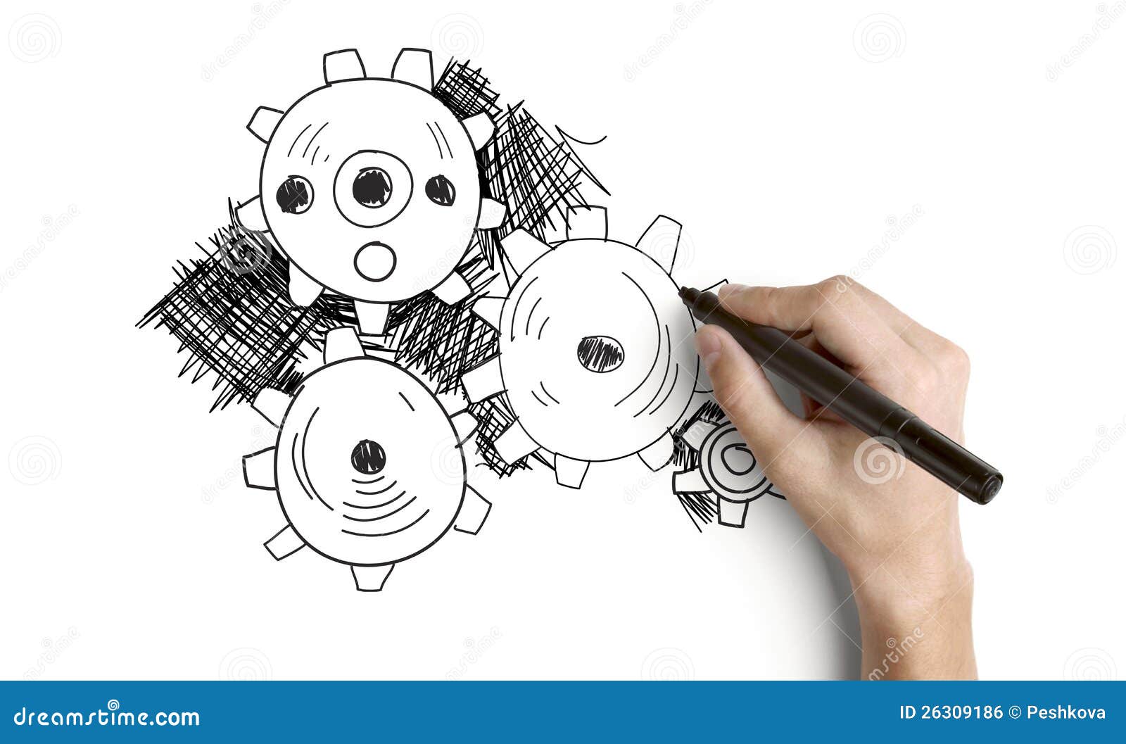 Drawing abstract gears stock photo. Image of sketch, designer - 26309186