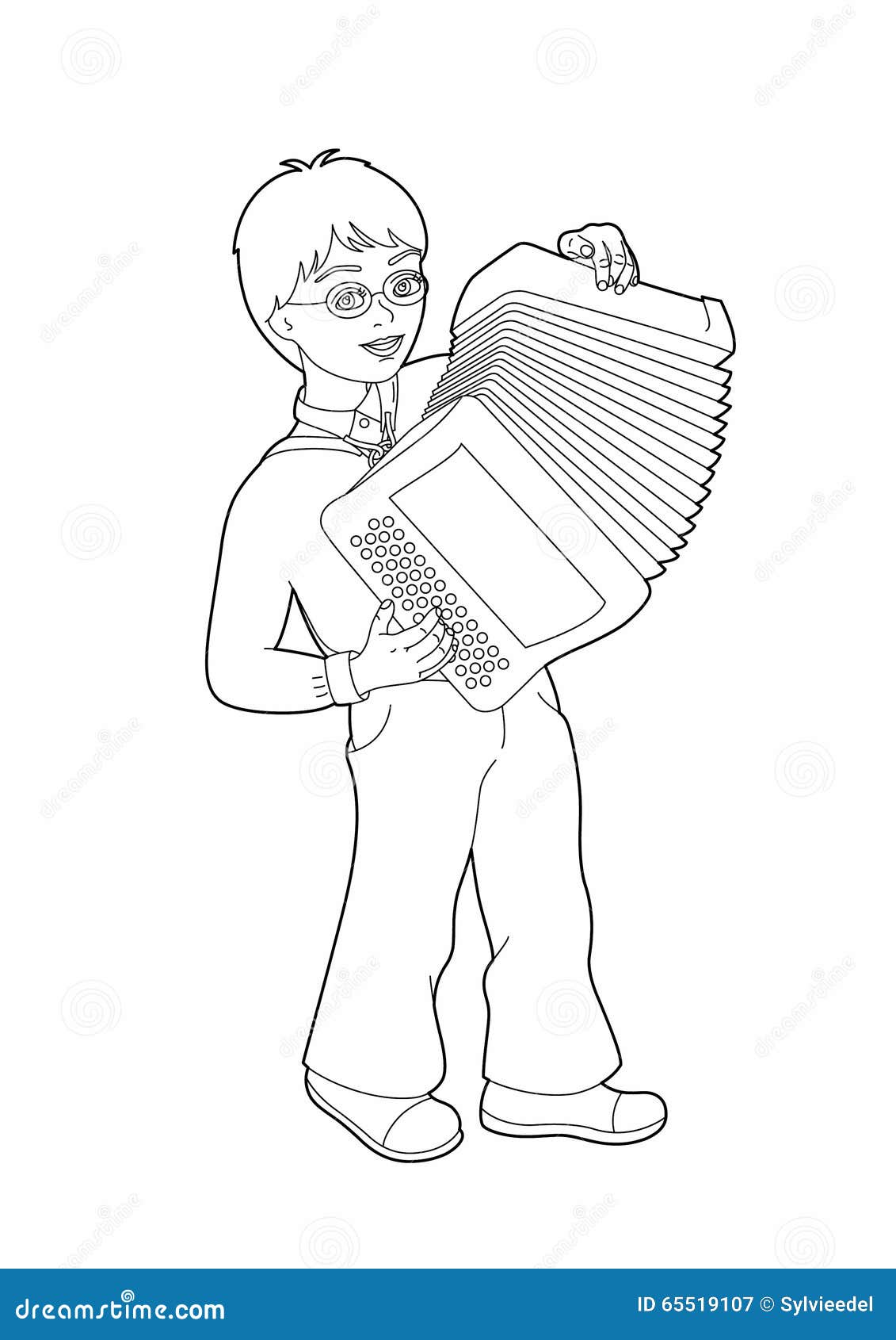 Drawing of an Accordion Player Stock Vector - Illustration of vector ...