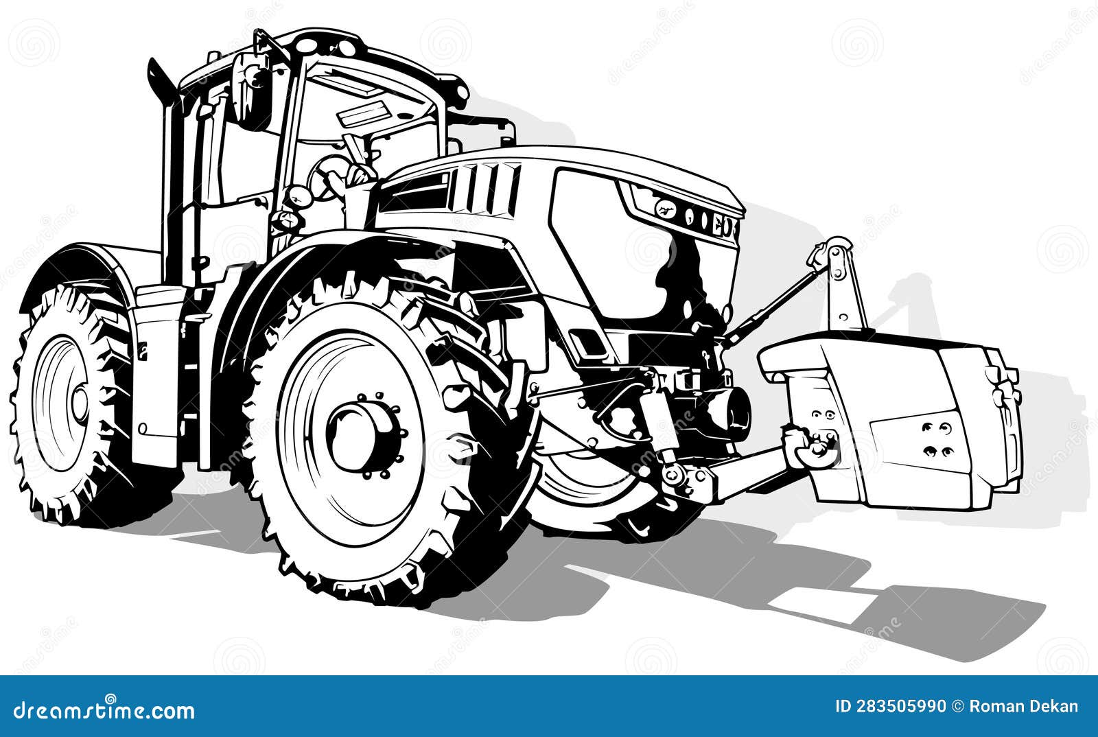 Drawing of Agricultural Tractor Stock Vector - Illustration of side ...