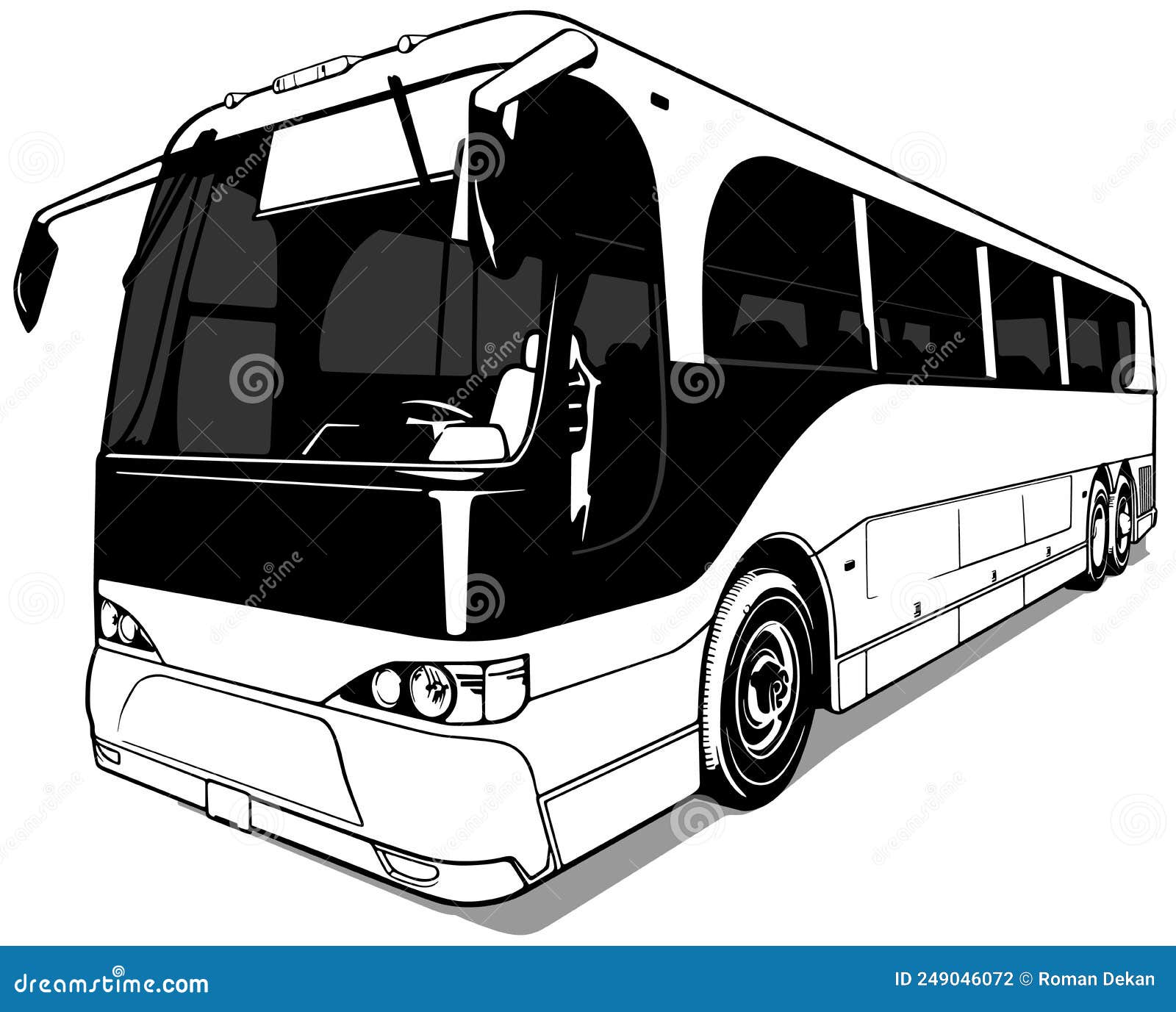 Drawing of an American Bus from the Front View Stock Vector ...