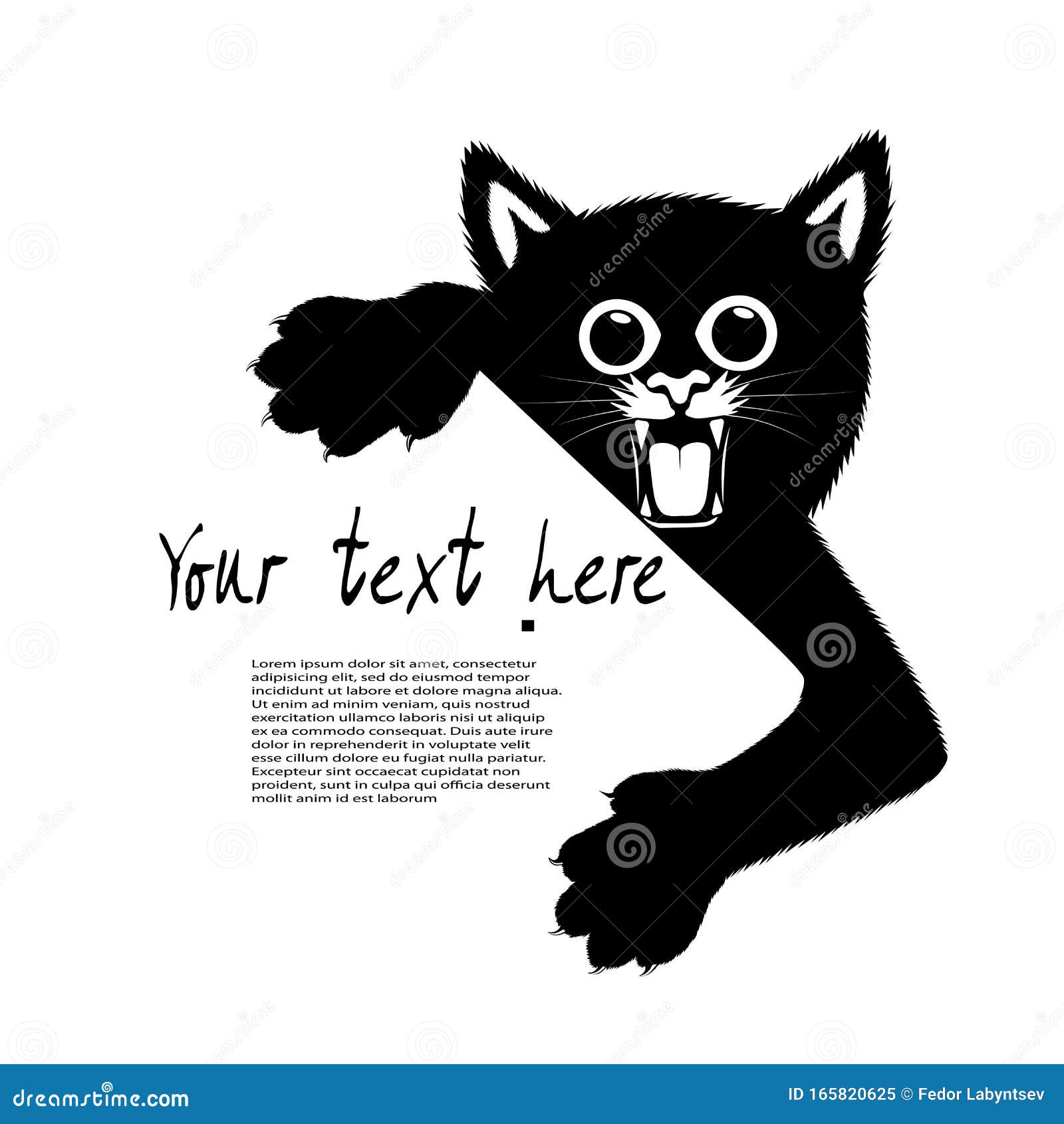 Drawing Angry Kitten Vector Illustration Stock Vector - Illustration of ...