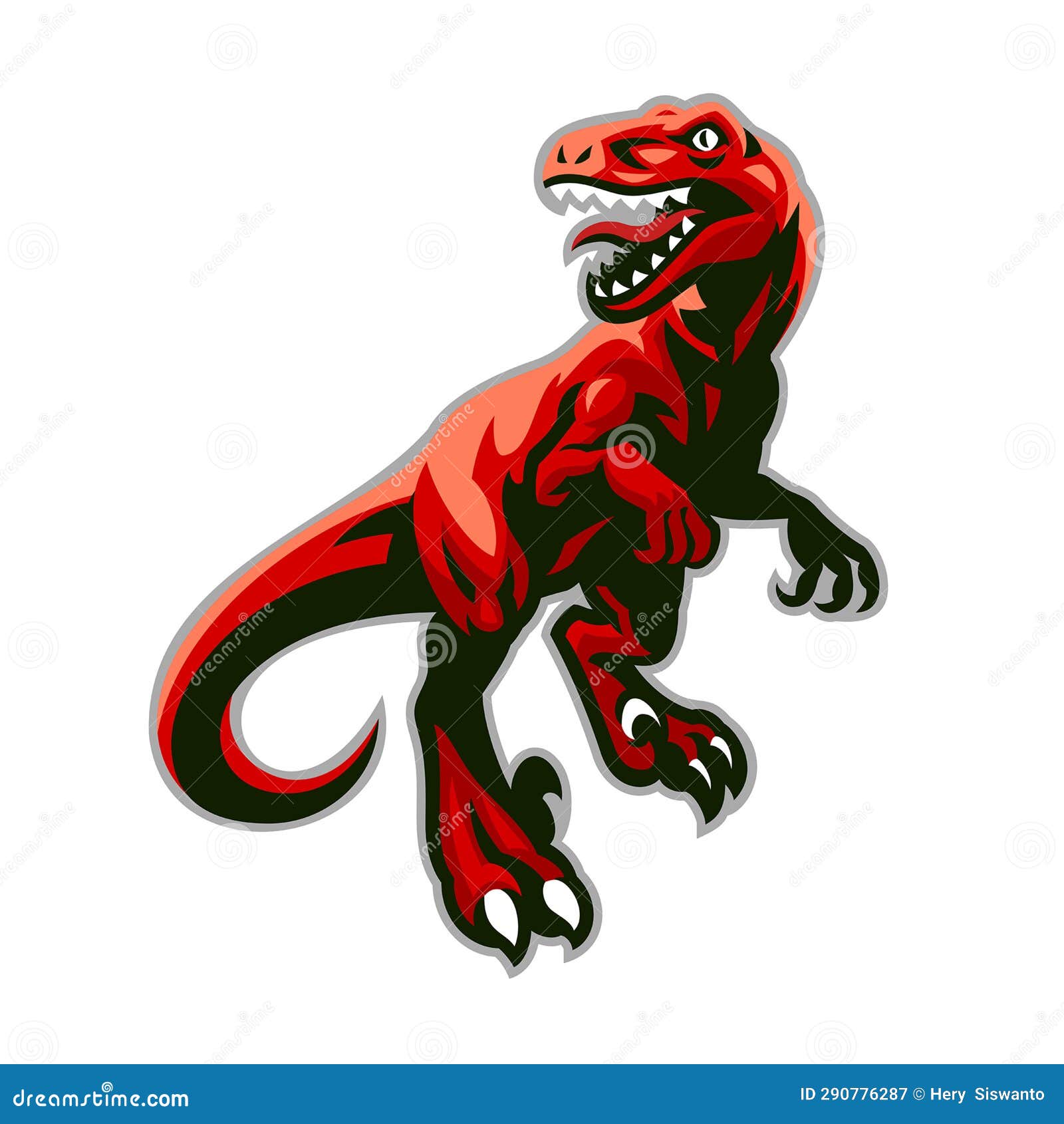 Drawing of Angry Raptor Dinosaurs Mascot Stock Vector - Illustration of ...