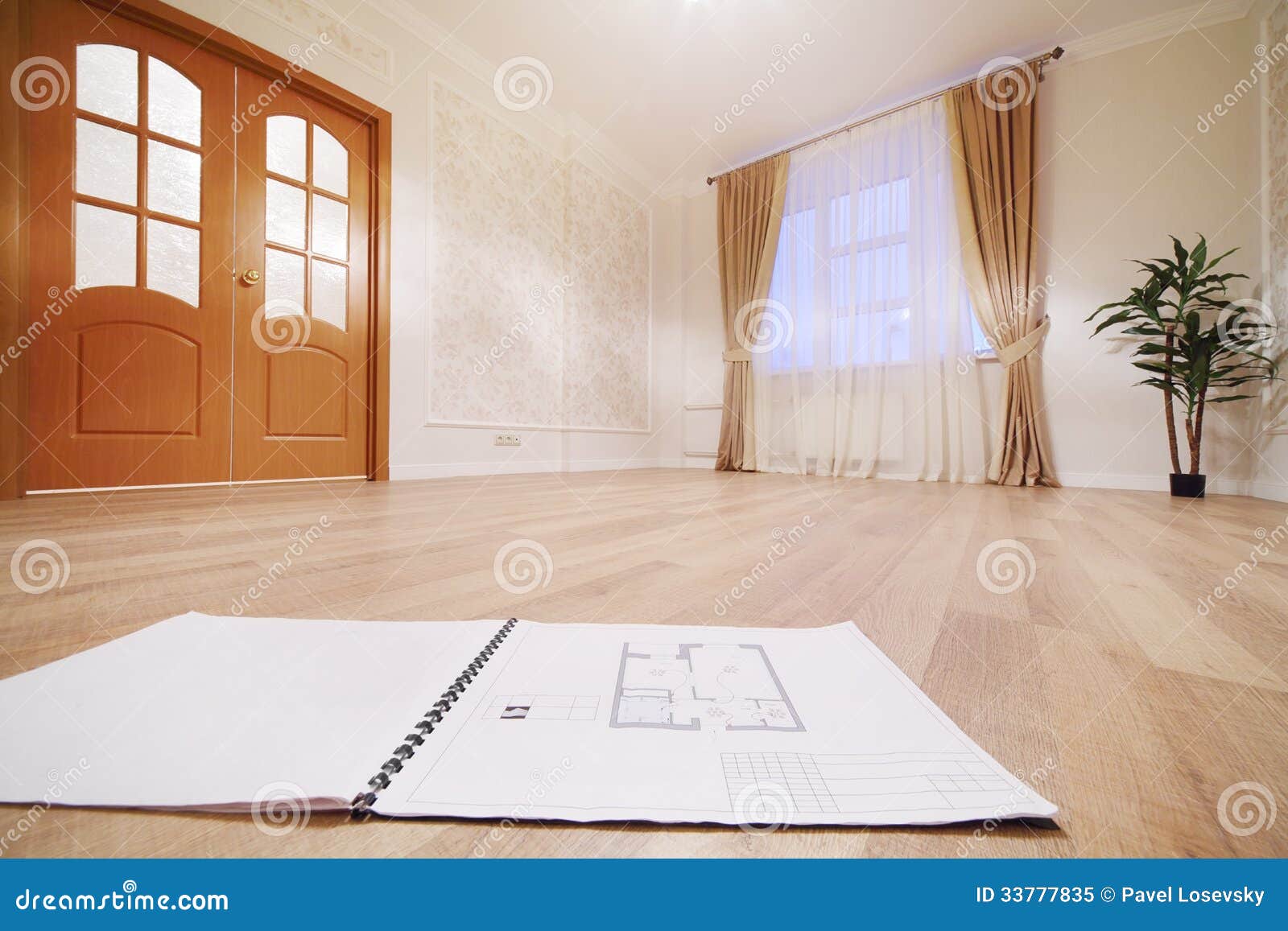 Drawing of Apartment on Floor in Simple Room Stock Image - Image of ...