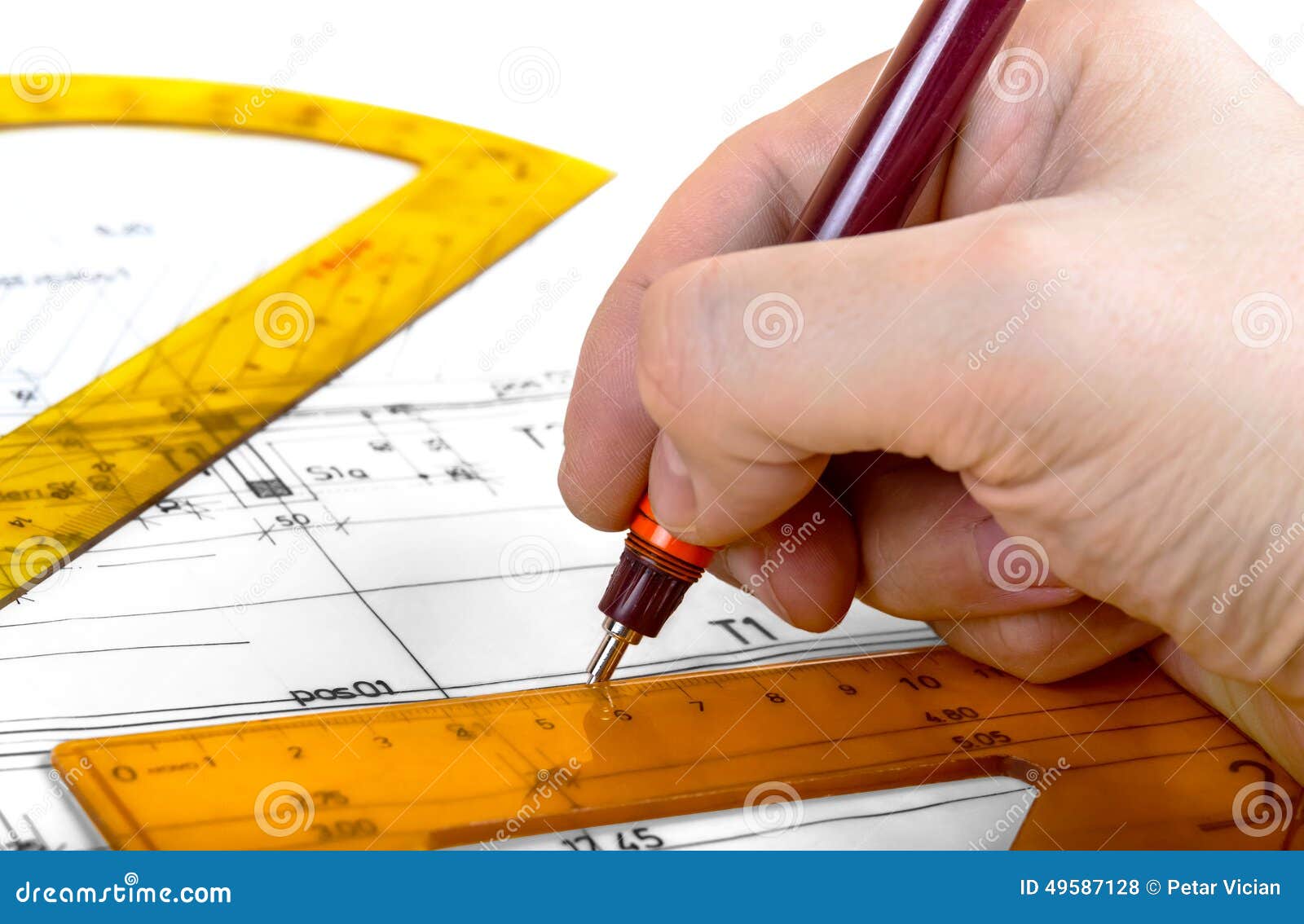 Drawing Architect Blueprints Plan Stock Photo - Image of contractor ...