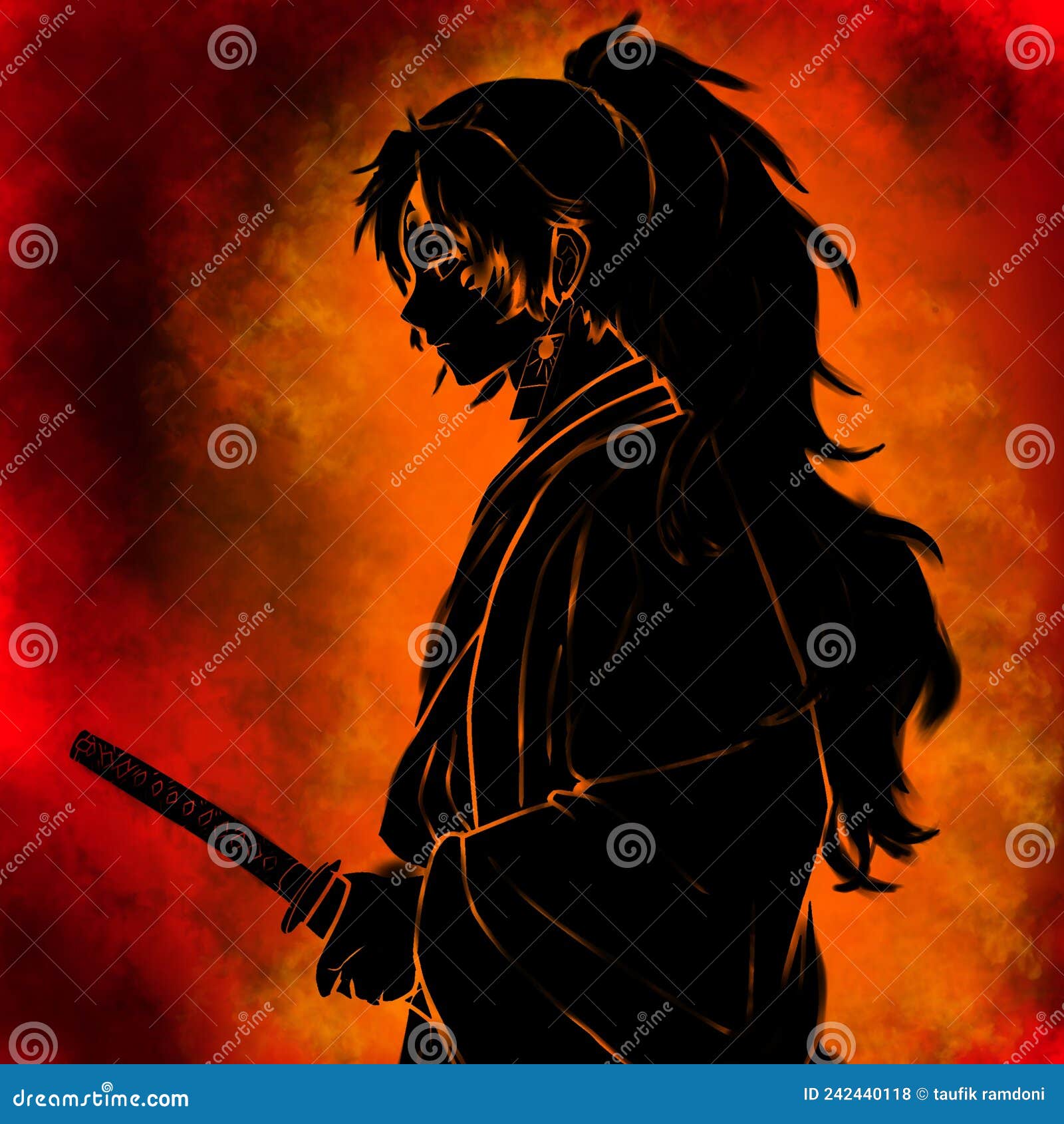 Drawing Art Wallpaper of Samurai Stock Illustration - Illustration of ...