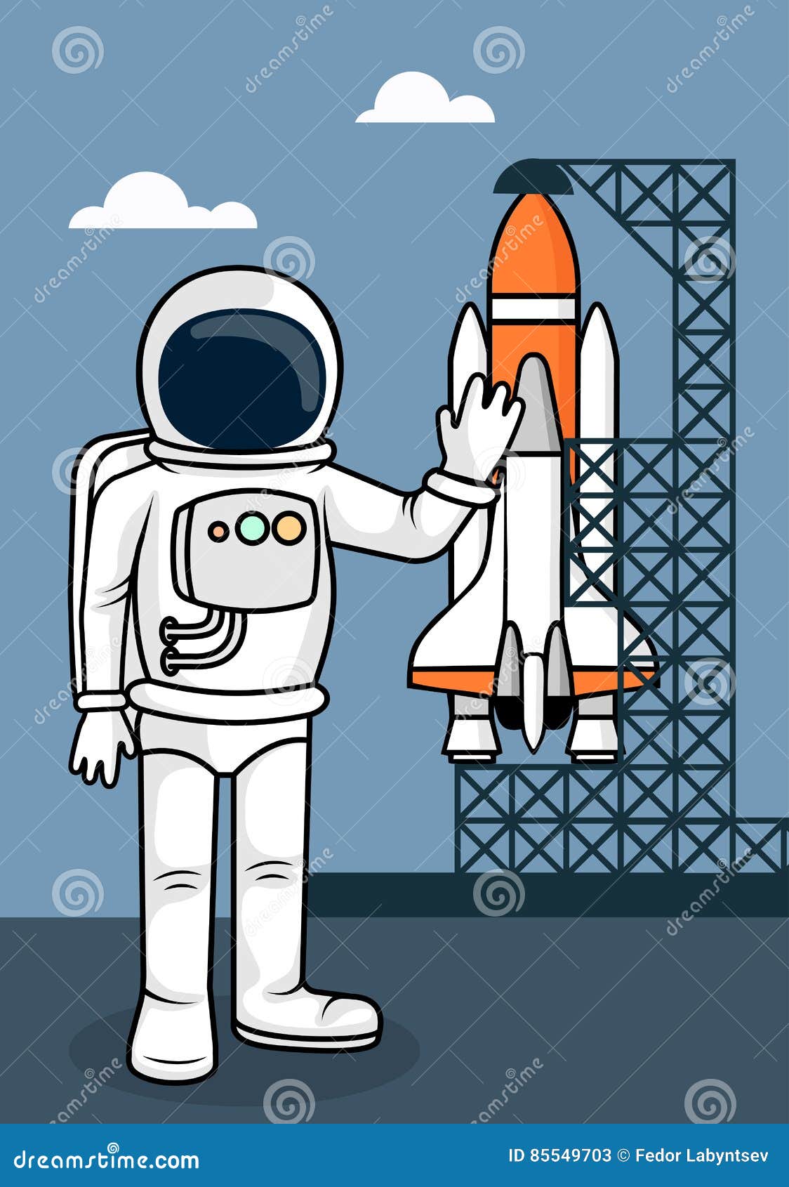 Drawing the Astronaut on the Launch Pad a Illustration Stock ...