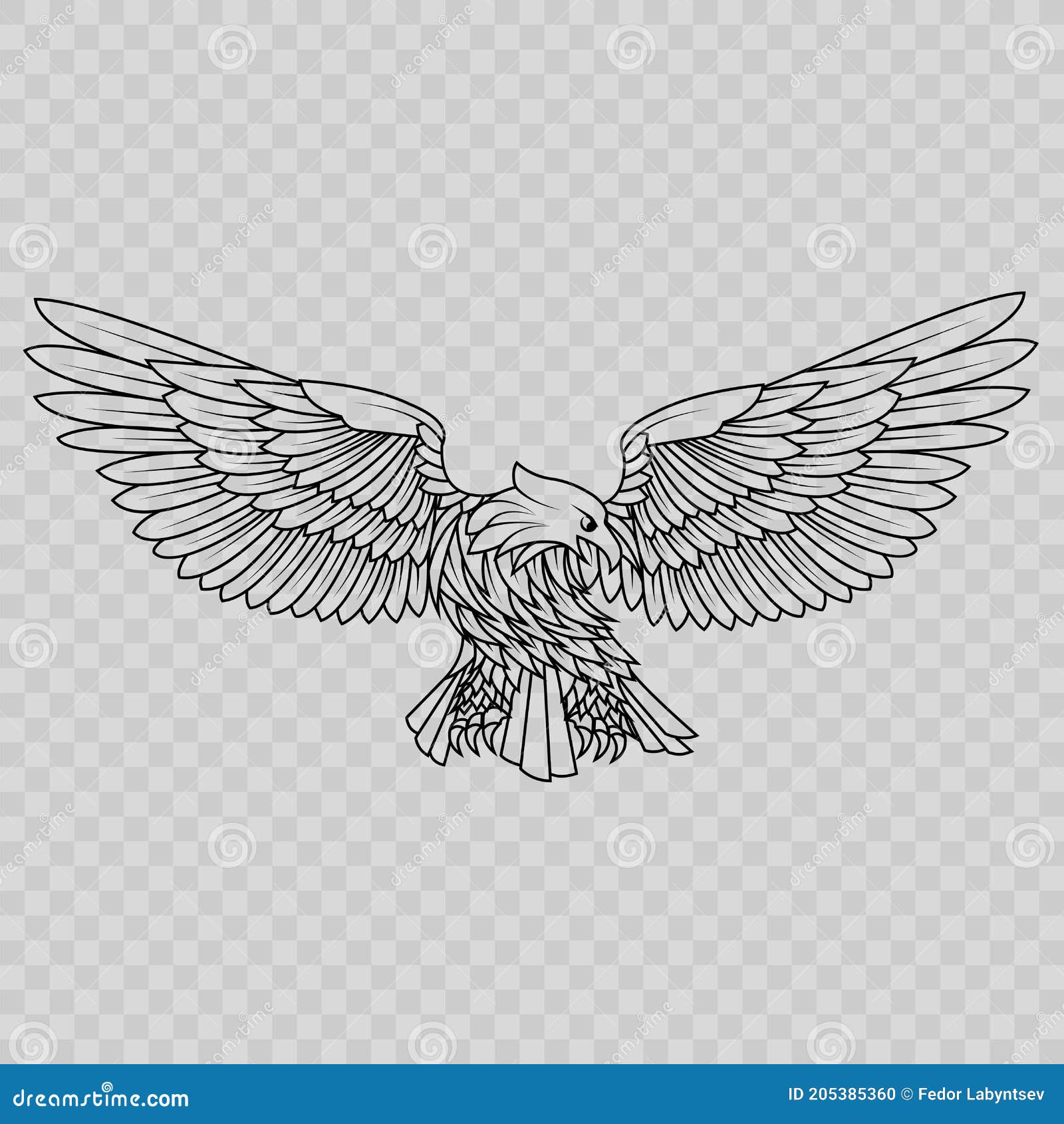Drawing of an Attacking Eagle on a Transparent Background Stock Vector ...