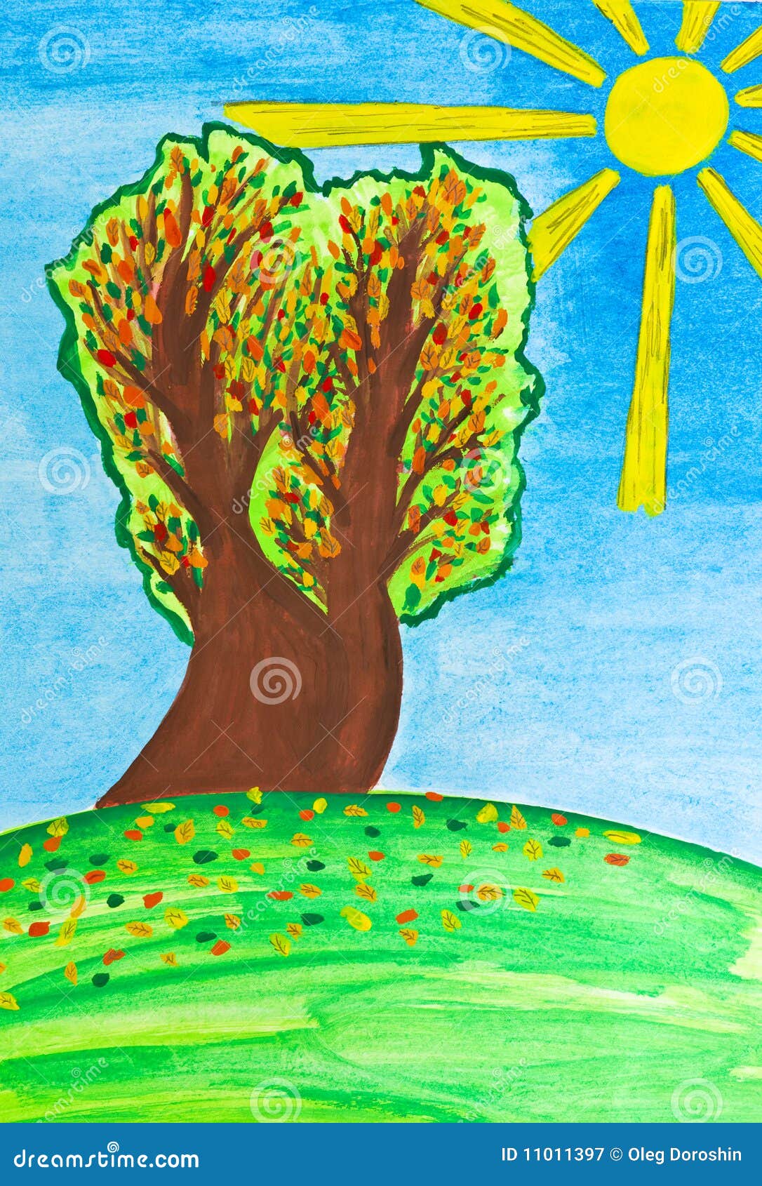 Drawing an Autumn Leaf Fall Stock Illustration - Illustration of woods ...