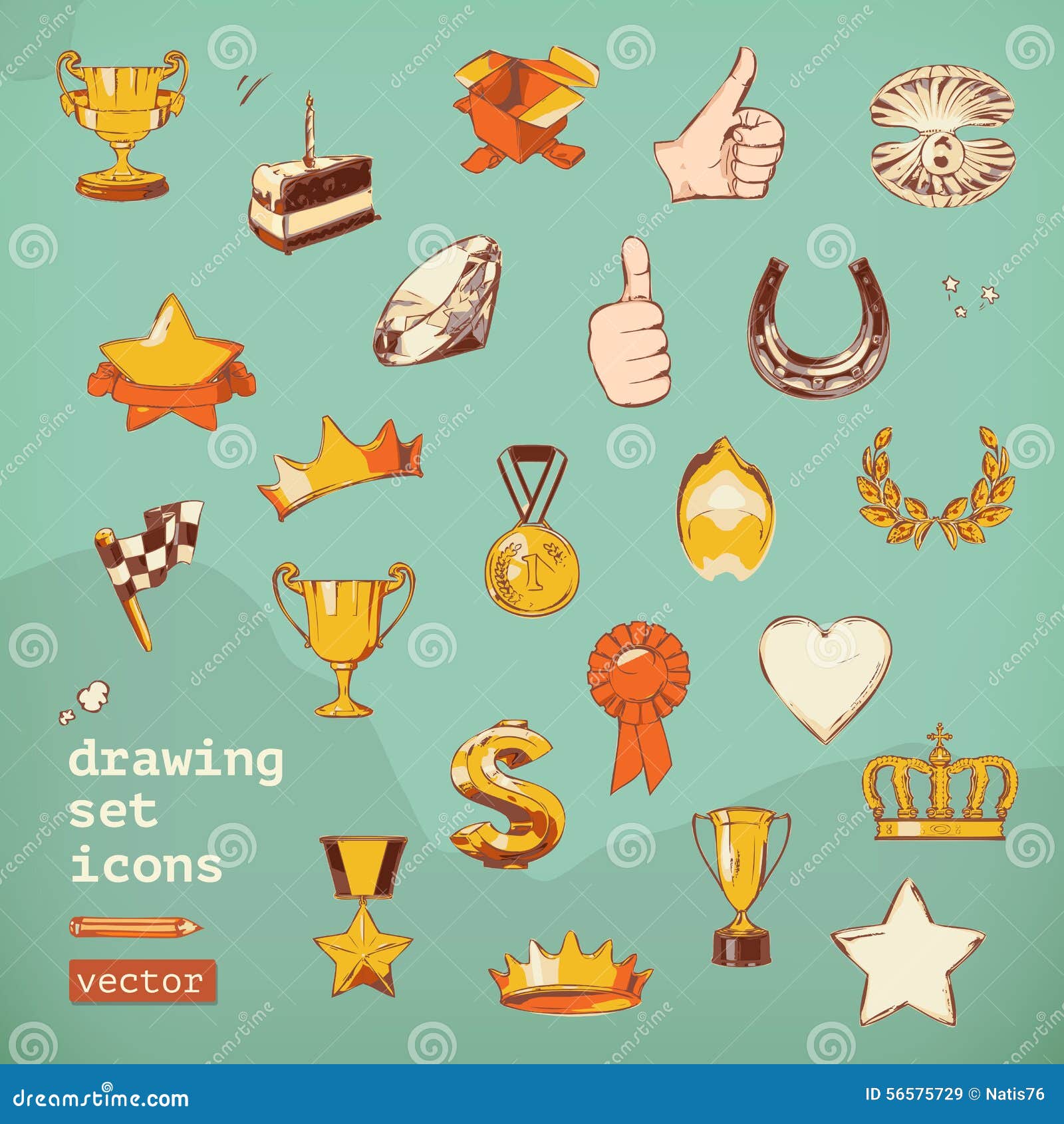Drawing of Awards and Achievement Icons Stock Vector - Illustration of ...