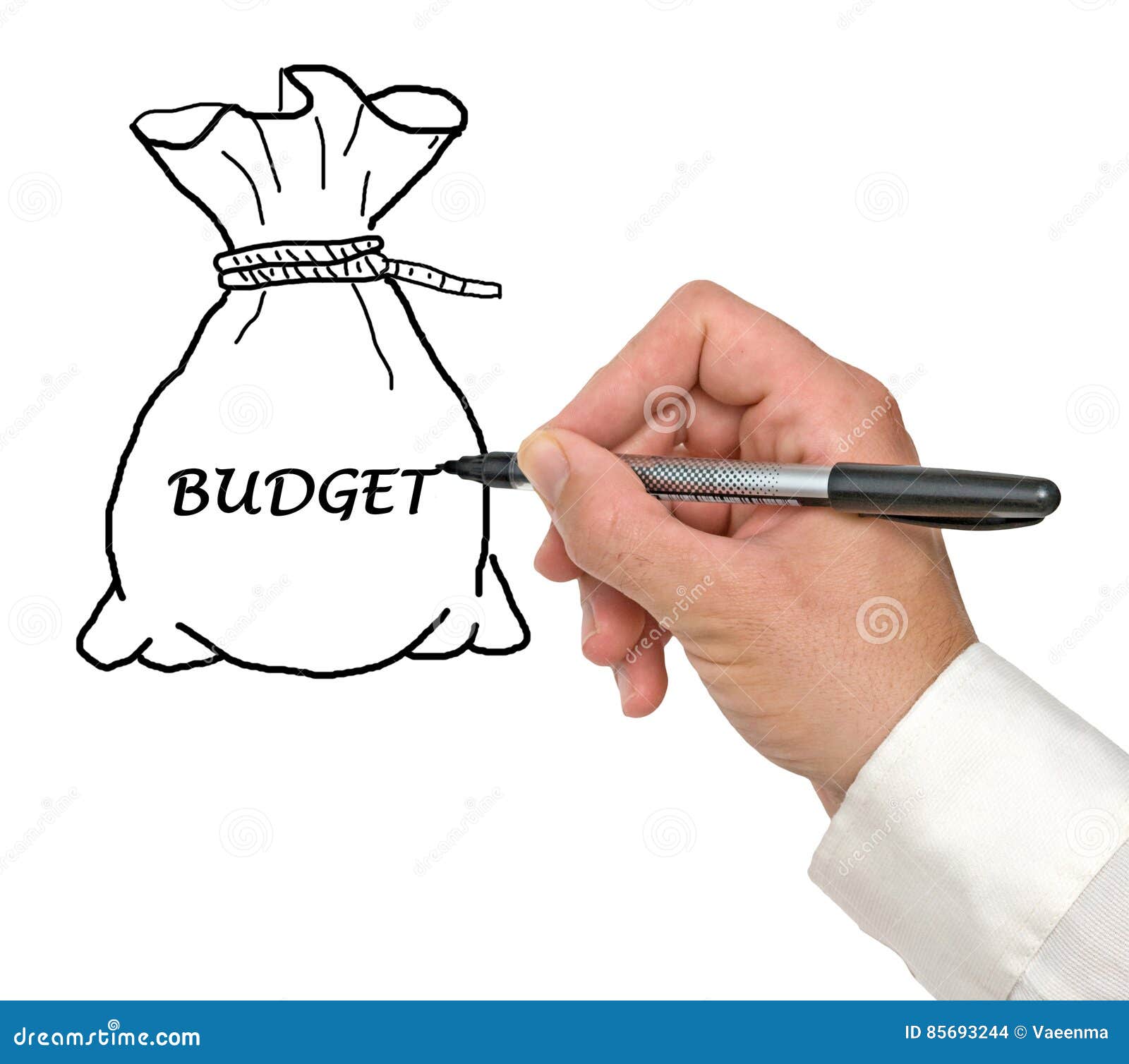 Drawing bag with budget stock photo. Image of person - 85693244